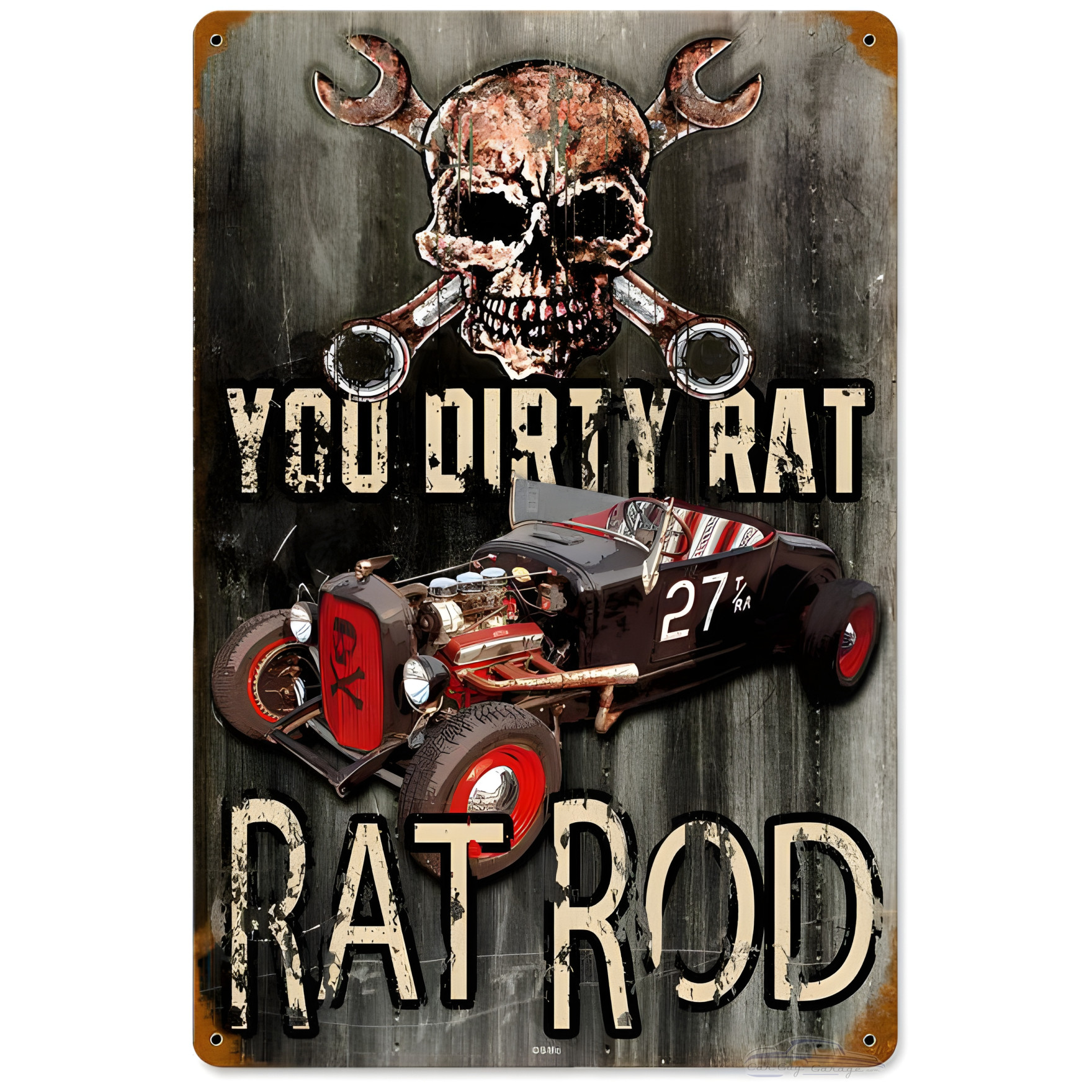 Dirty Rat Rod Metal Sign - Vintage Charm, 12" x 18", USA Made
