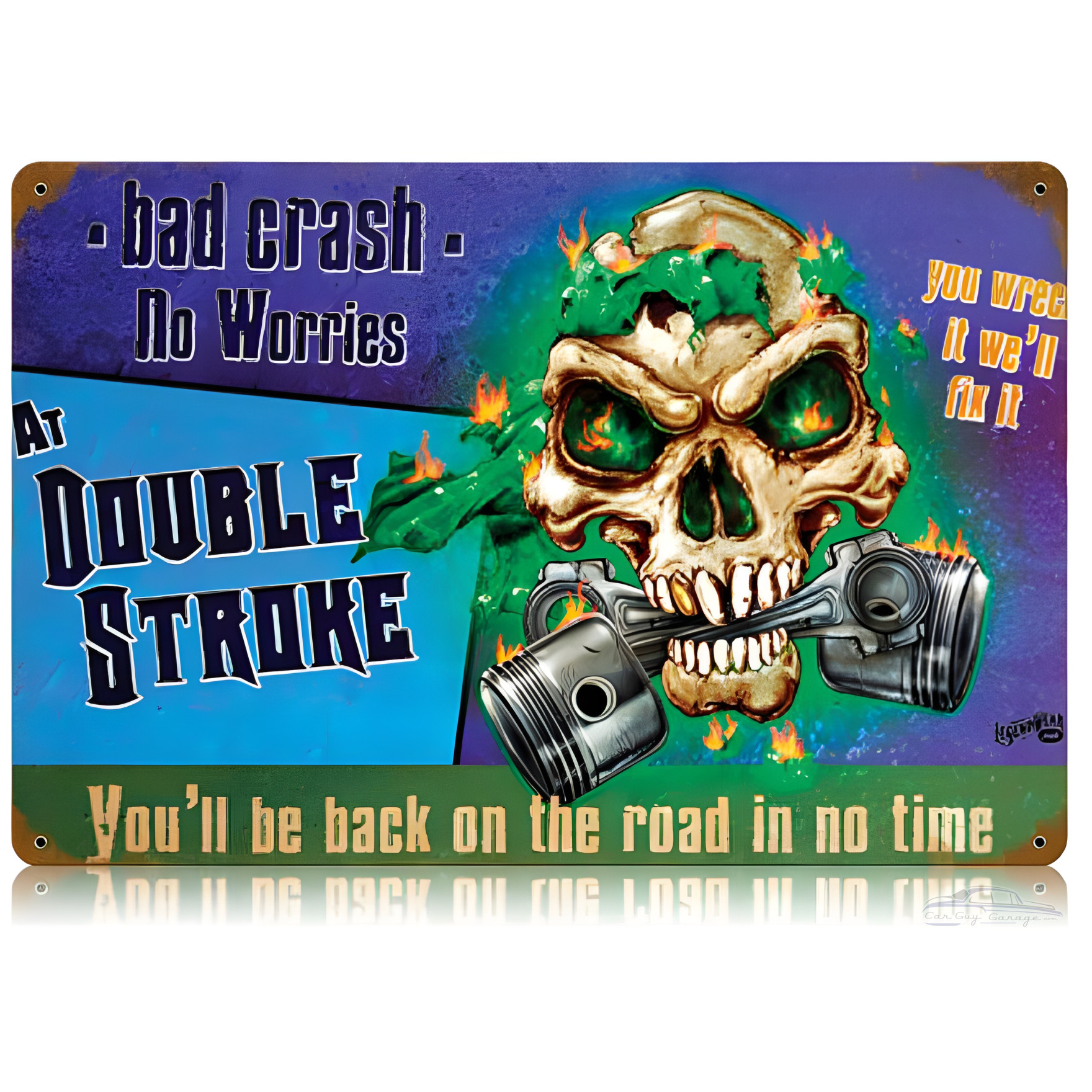 Vintage Double Stroke Metal Sign - 18"x12" - Made in USA