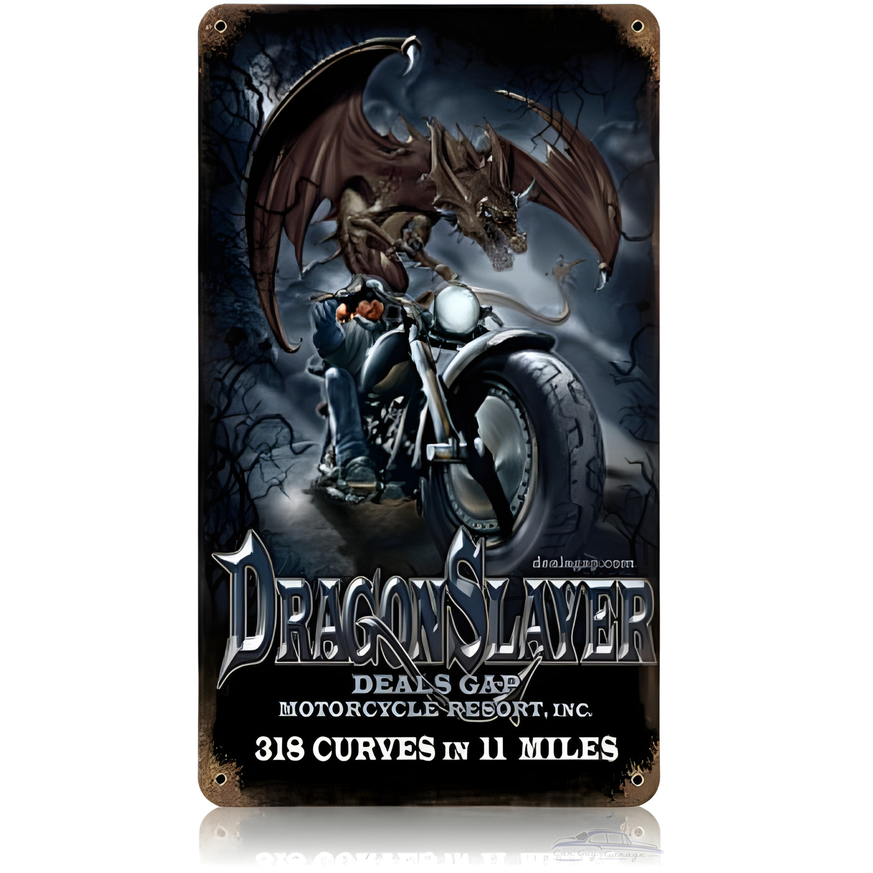 Dragon Slayer Metal Sign - Vintage 8"x14" Heavy Steel Decor
