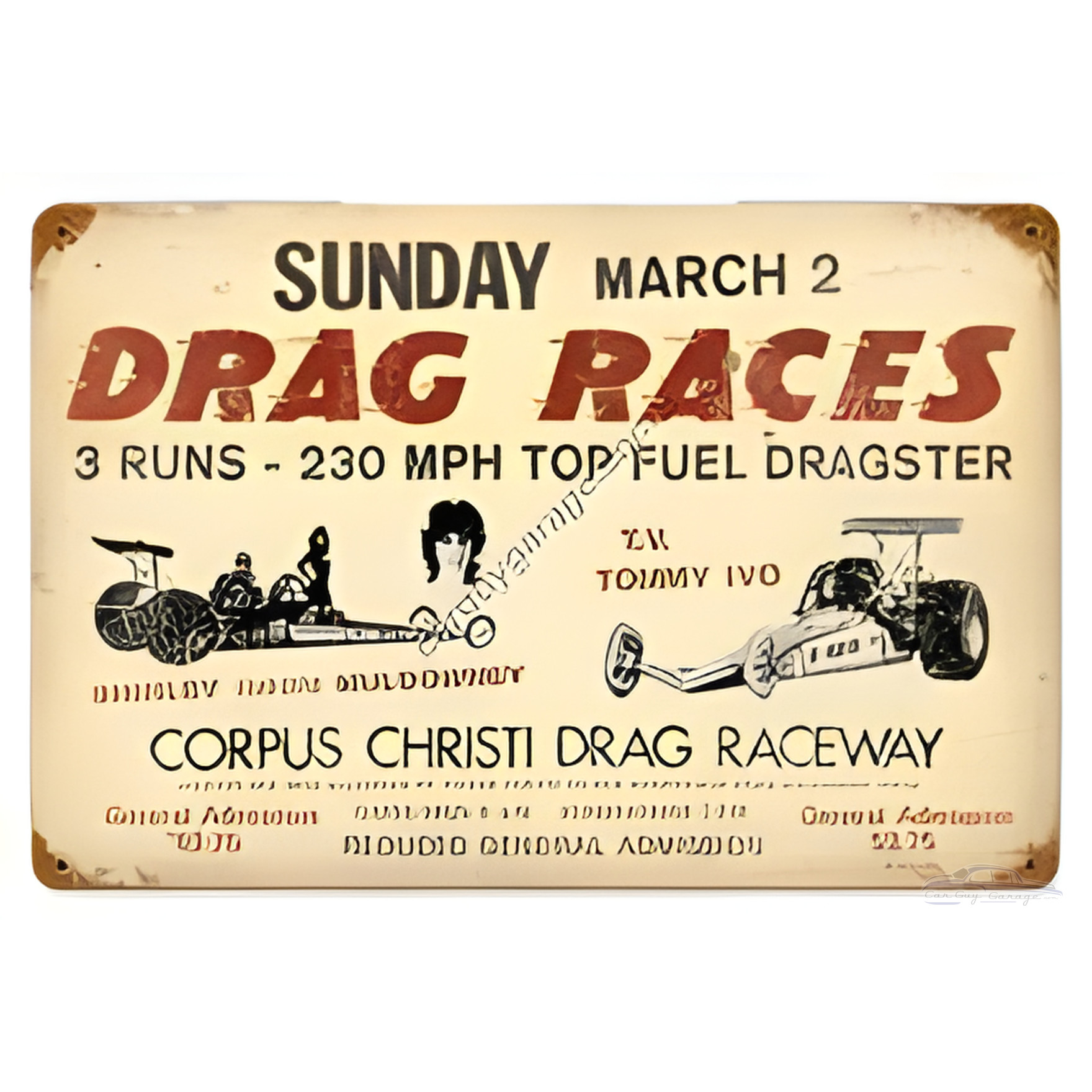 Vintage Drag Races Metal Sign - 18"x12" - Made in USA