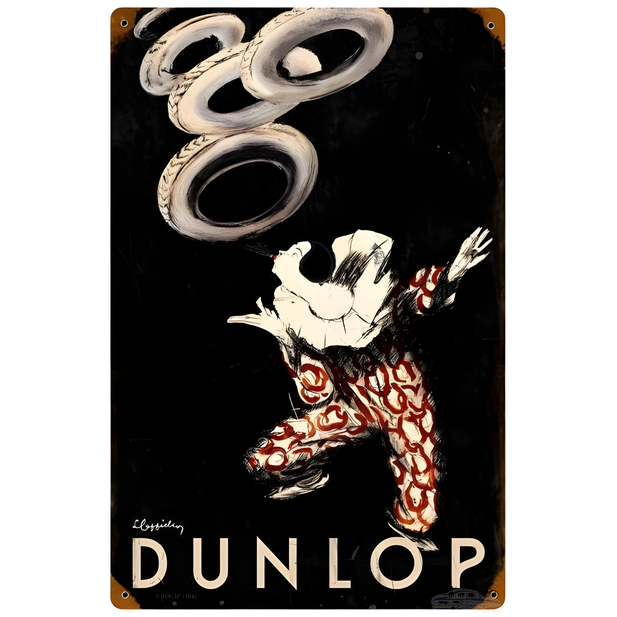 Dunlop Clown Metal Sign - 12"x18" Vintage Decor, Made in USA