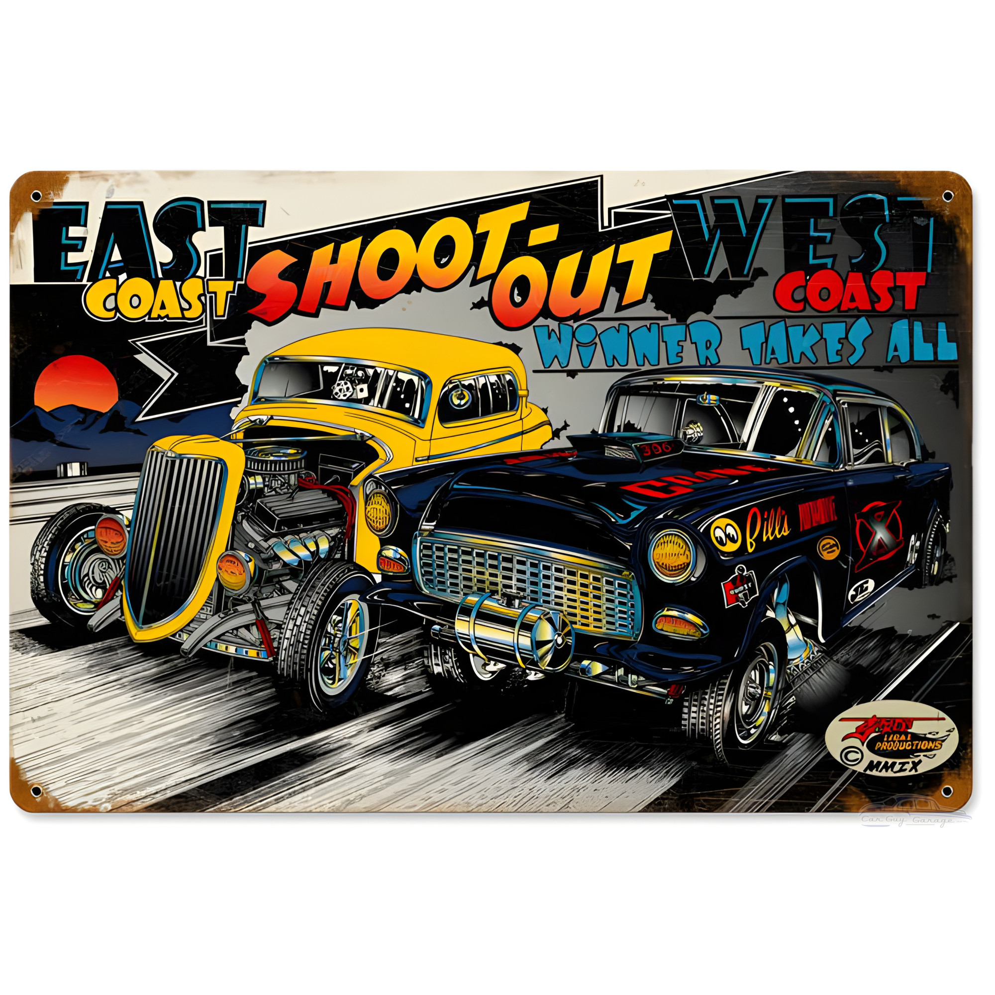 East Coast West Coast Metal Sign - 18"x12" - Handmade in USA
