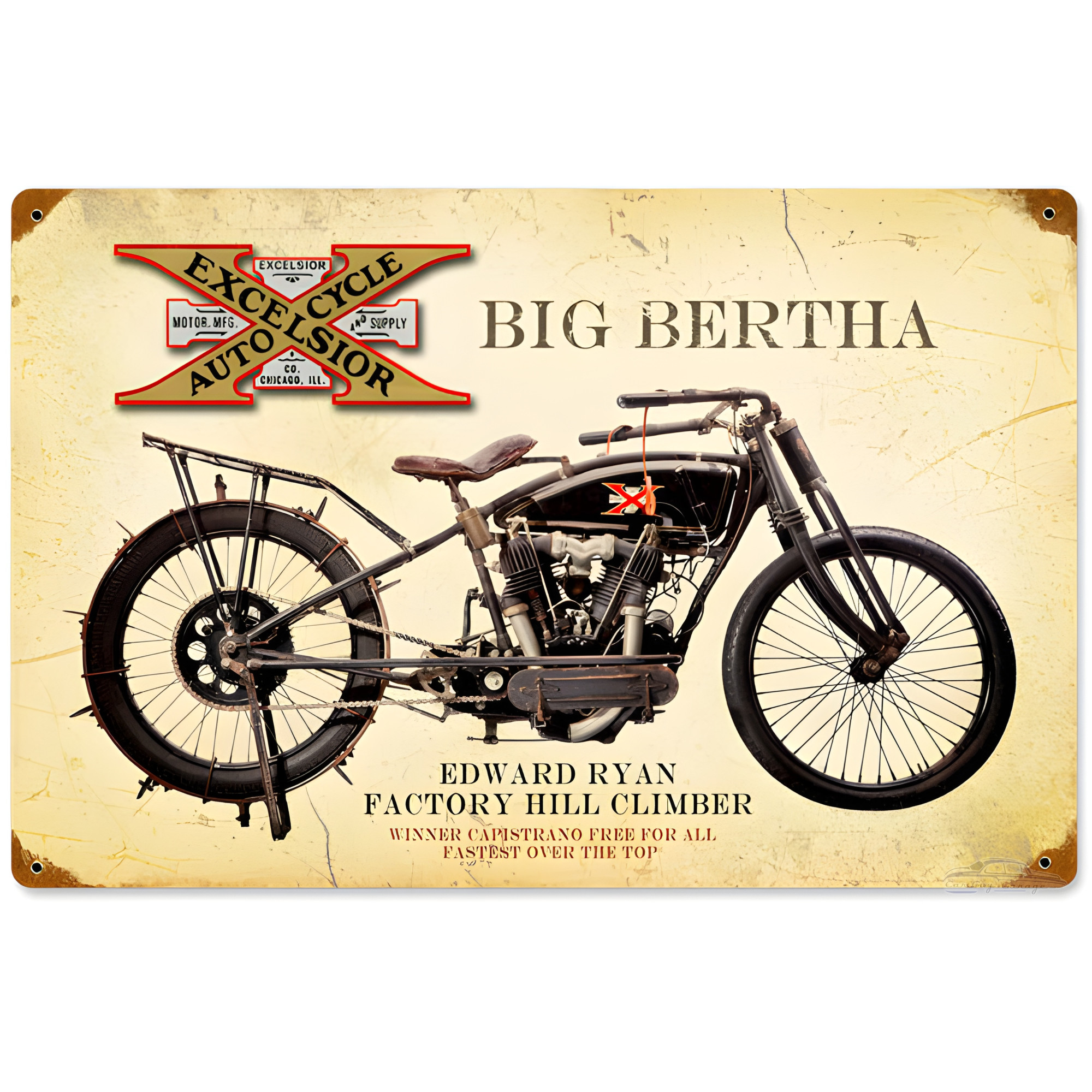 Excelsior Big Bertha Sign - Vintage Metal, 18"x12", USA Made