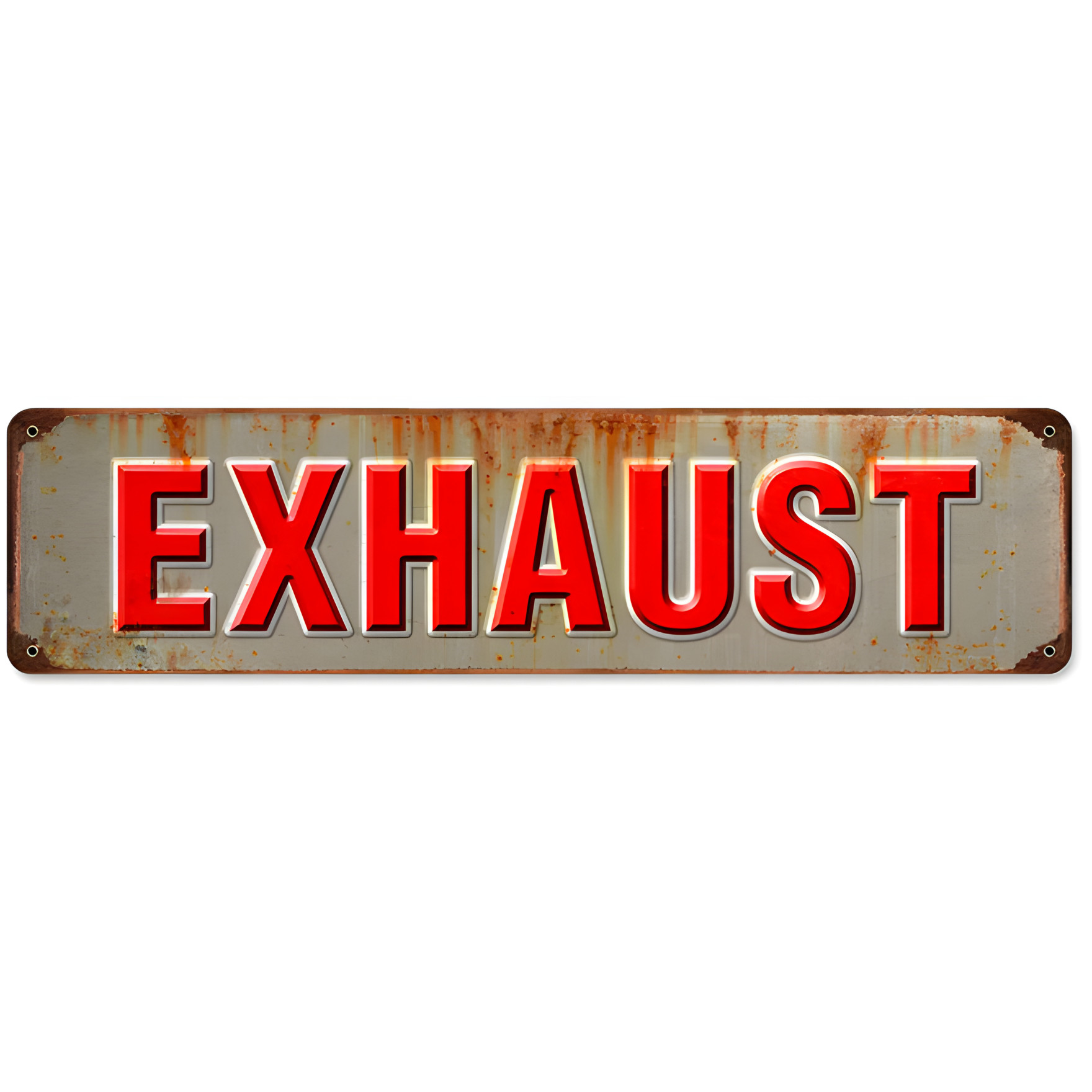 Retro Exhaust Metal Sign - 20"x5" - Made in USA, Heavy Steel