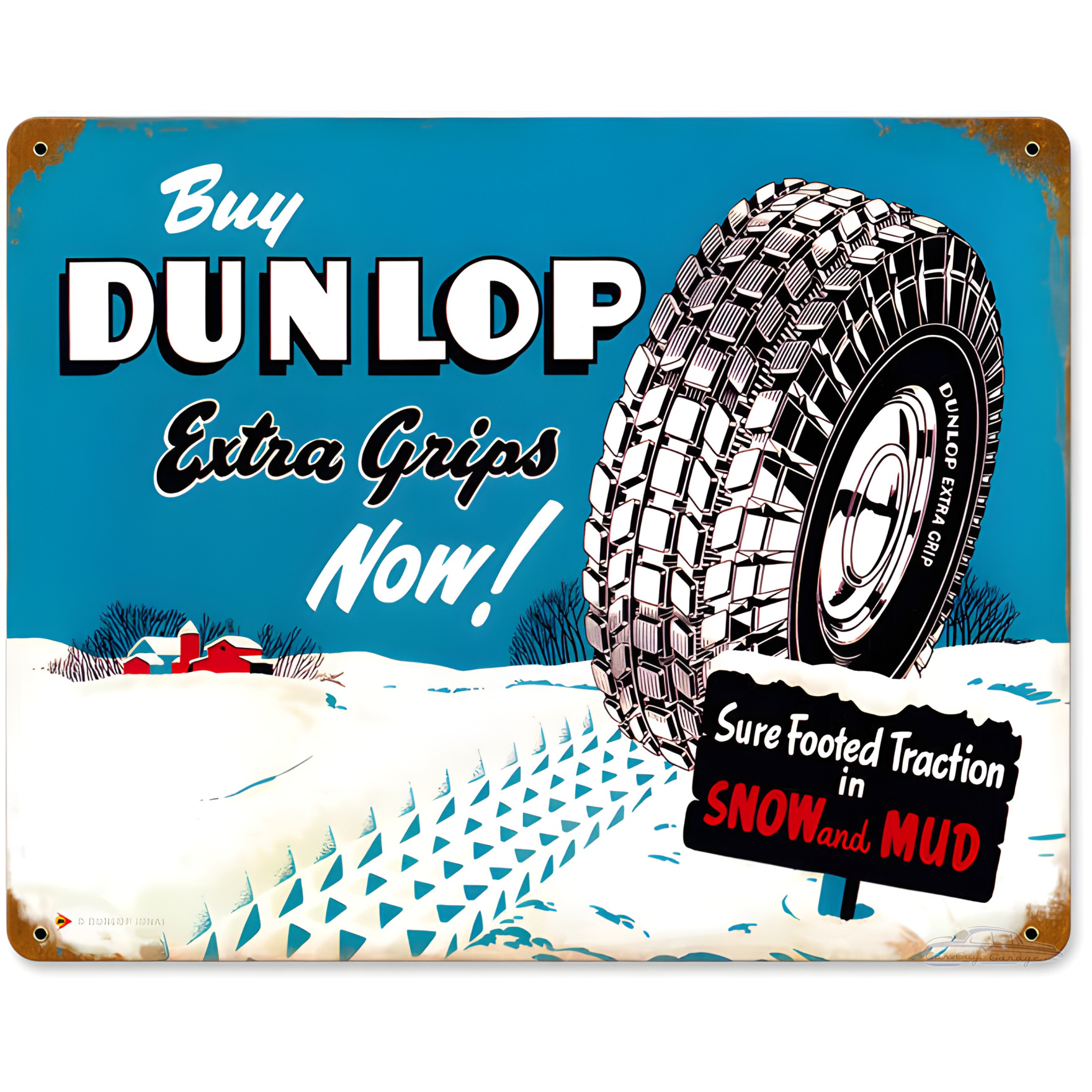 Dunlop Extra Grip Metal Sign - Vintage Charm for Garage Decor