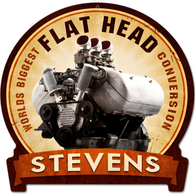 Flat Head Engine Metal Sign - 15"x16" Heavy-Duty USA Made