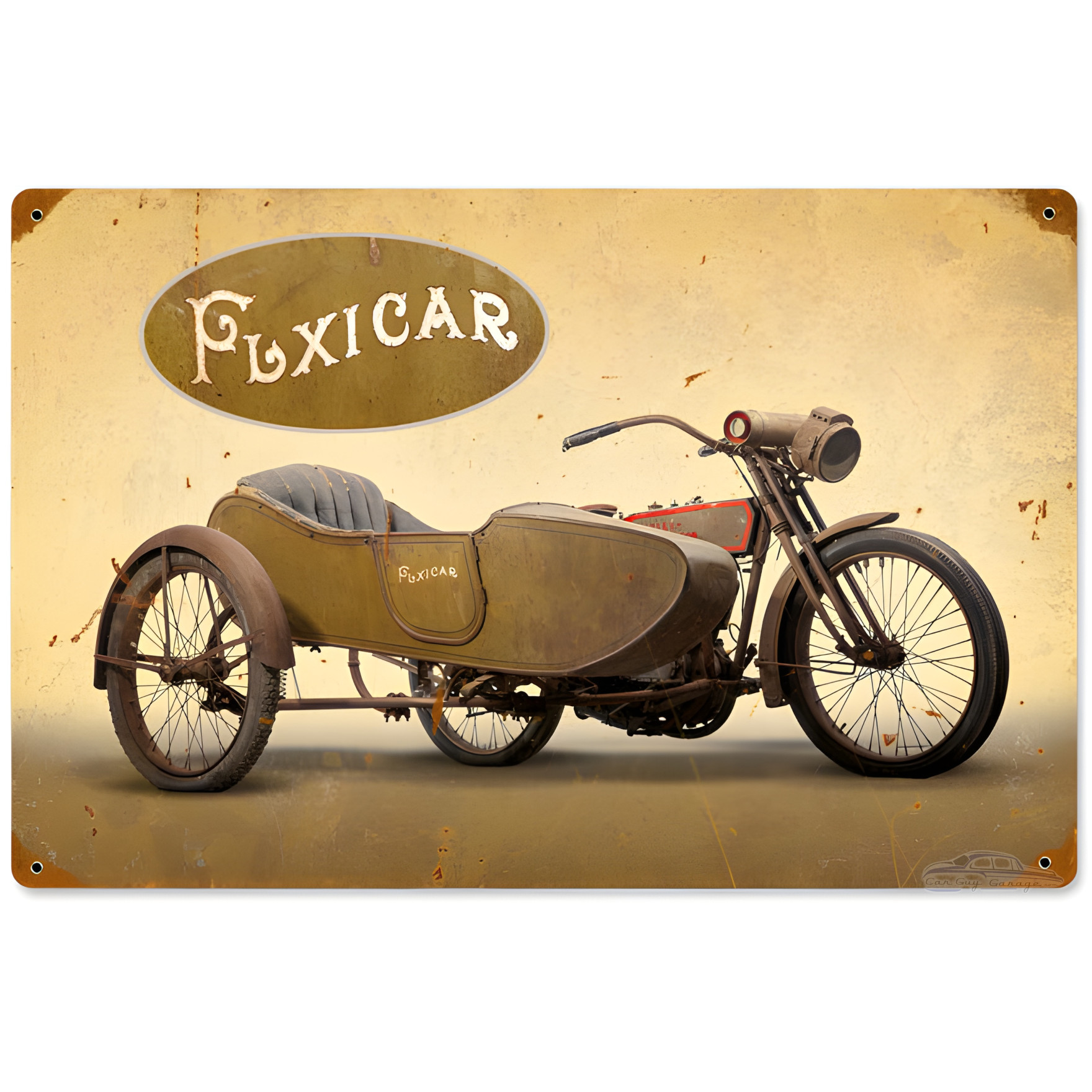 Vintage Flexicar Metal Sign - 18"x12" - Handmade in USA