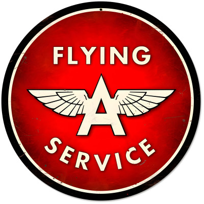 Flying A Service Metal Sign - 14" Round, Durable USA Made Decor