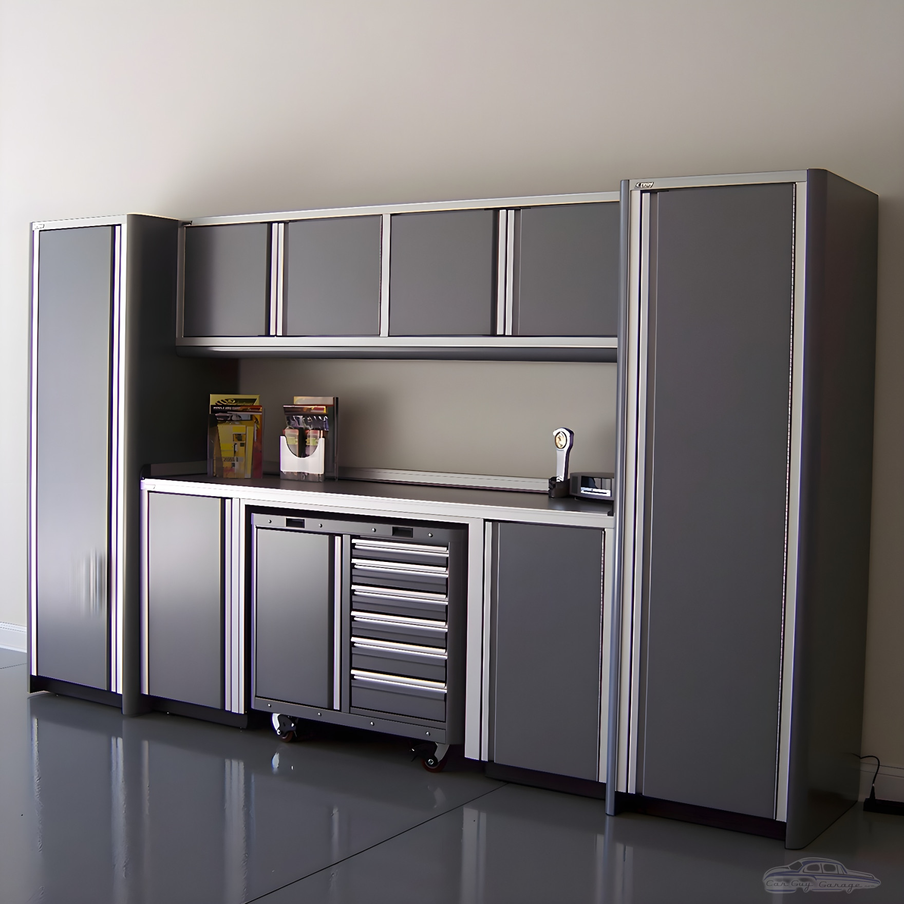 12 Foot Wide Custom Aluminum Garage Cabinets - Race Package