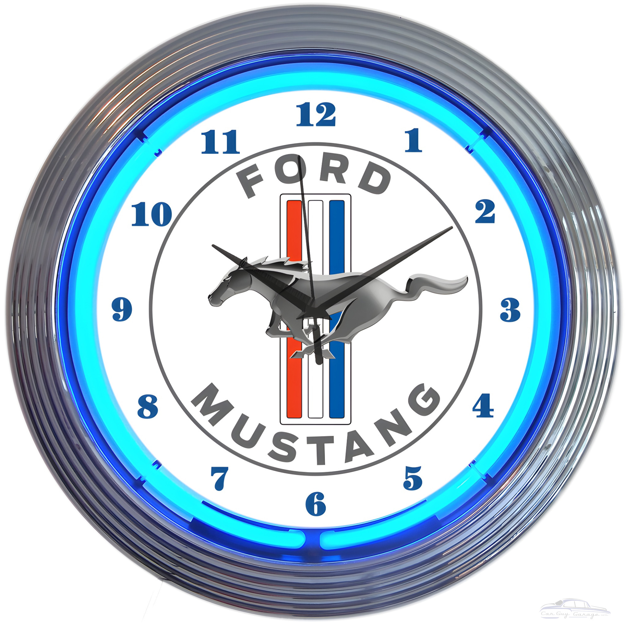 Ford Mustang Blue Neon Clock - Iconic Design, Bright Blue Glow