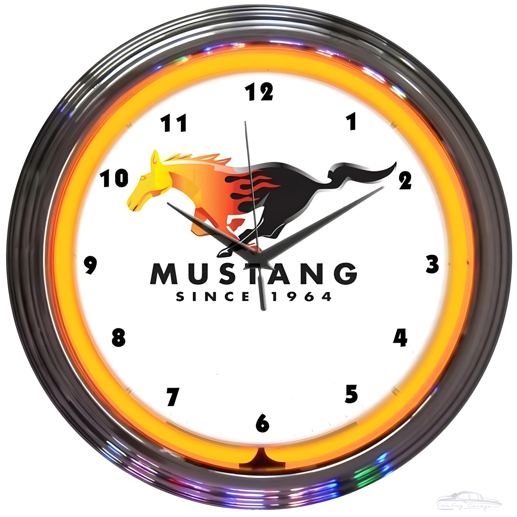 Ford Mustang Neon Clock - Iconic Design, 15" Diameter, 25W Light
