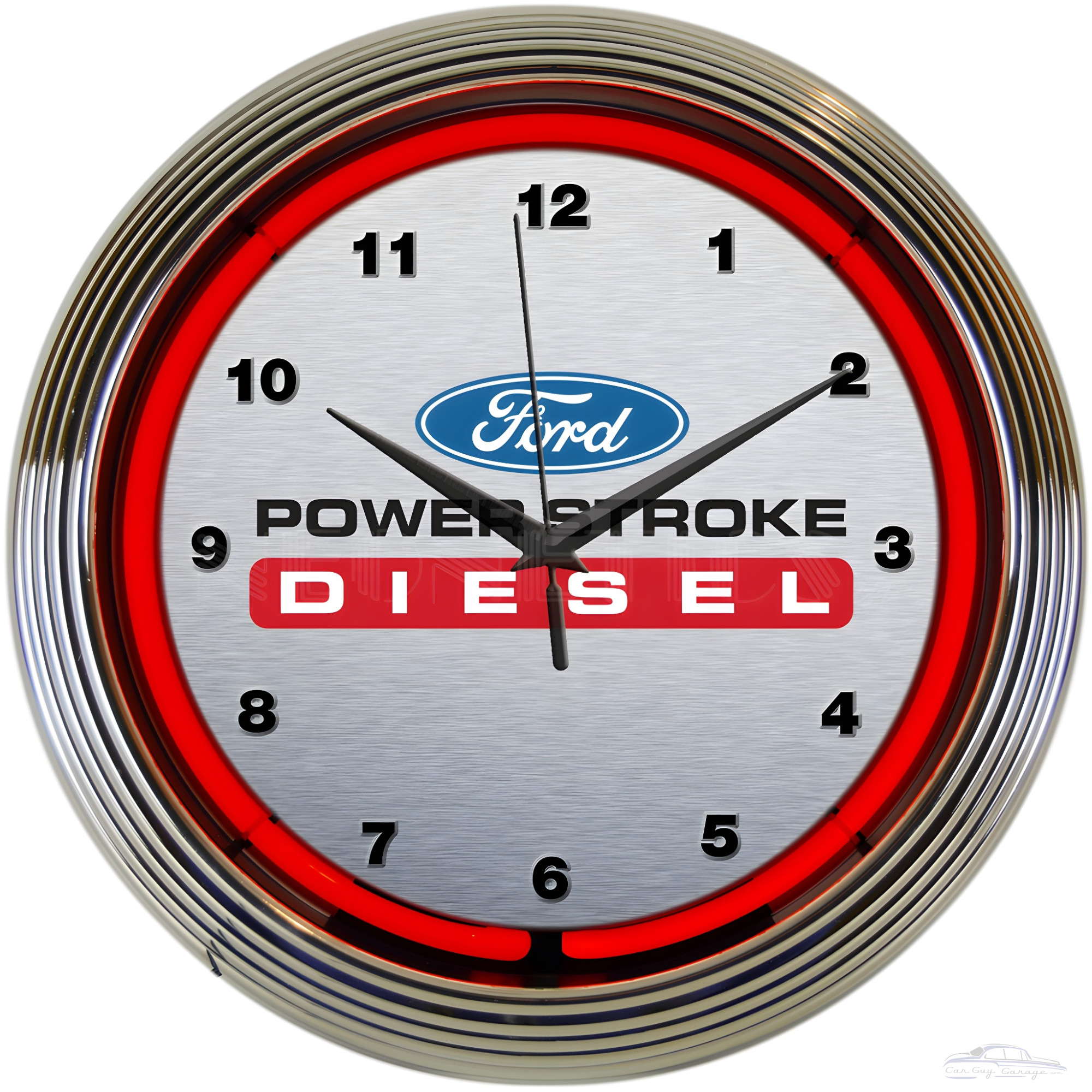 Ford Power Stroke Diesel Neon Clock - Real Glass Neon, 15" Diameter