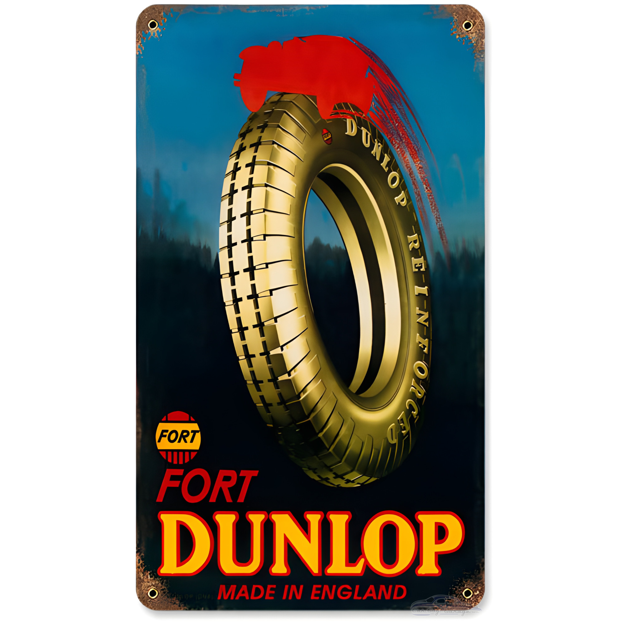 Fort Dunlop Tire Metal Sign - Vintage Style, 8"x14", USA Made