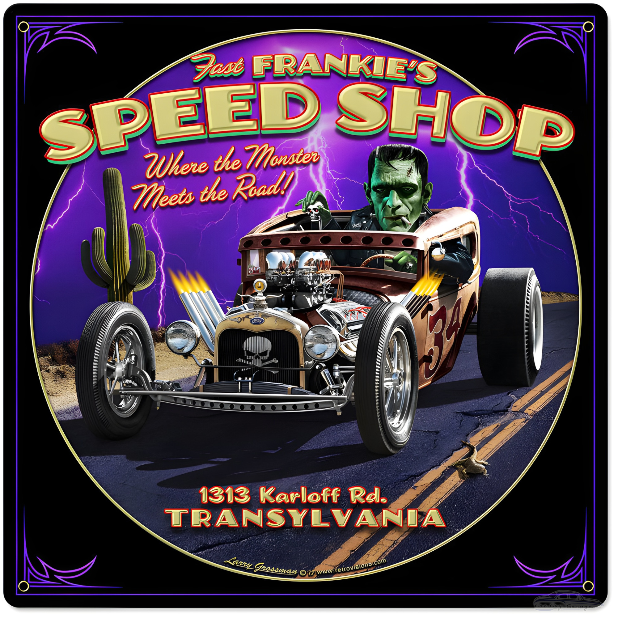 Frankie's Speed Shop Metal Sign - 24"x24" - Made in USA