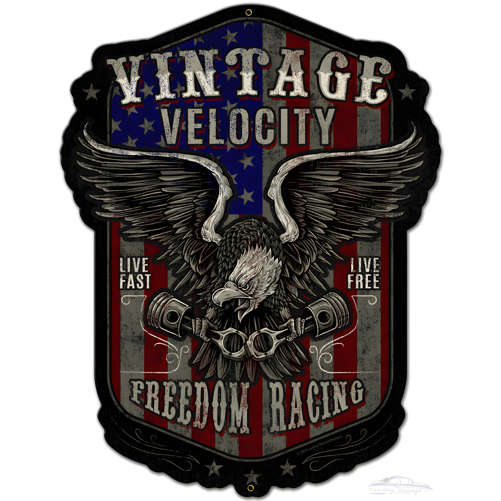 Freedom Racing Star & Stripes Metal Sign - 15"x20" USA Made