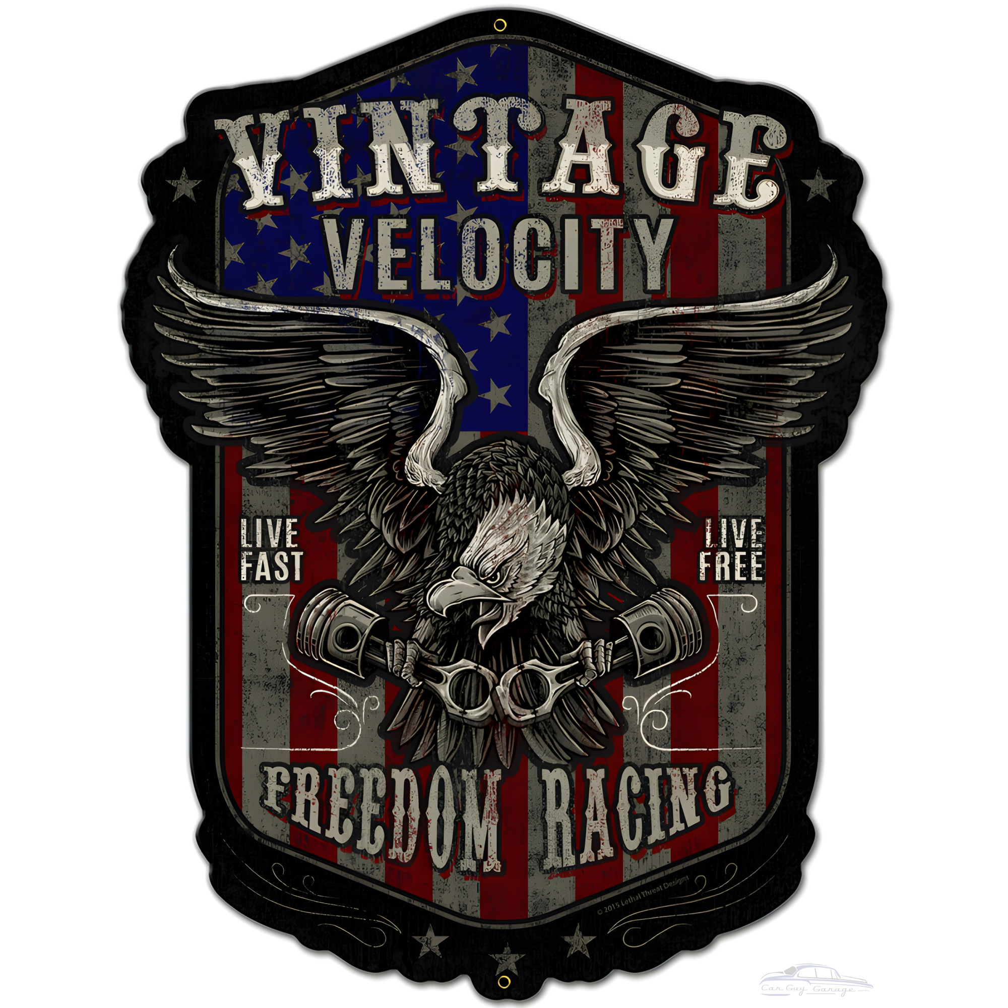 Freedom Racing Star & Stripes Metal Sign - 15"x20" USA Made