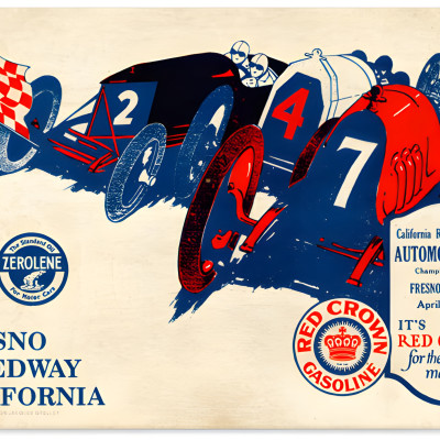 Vintage Fresno Speedway Metal Sign - 18"x12" - Made in USA