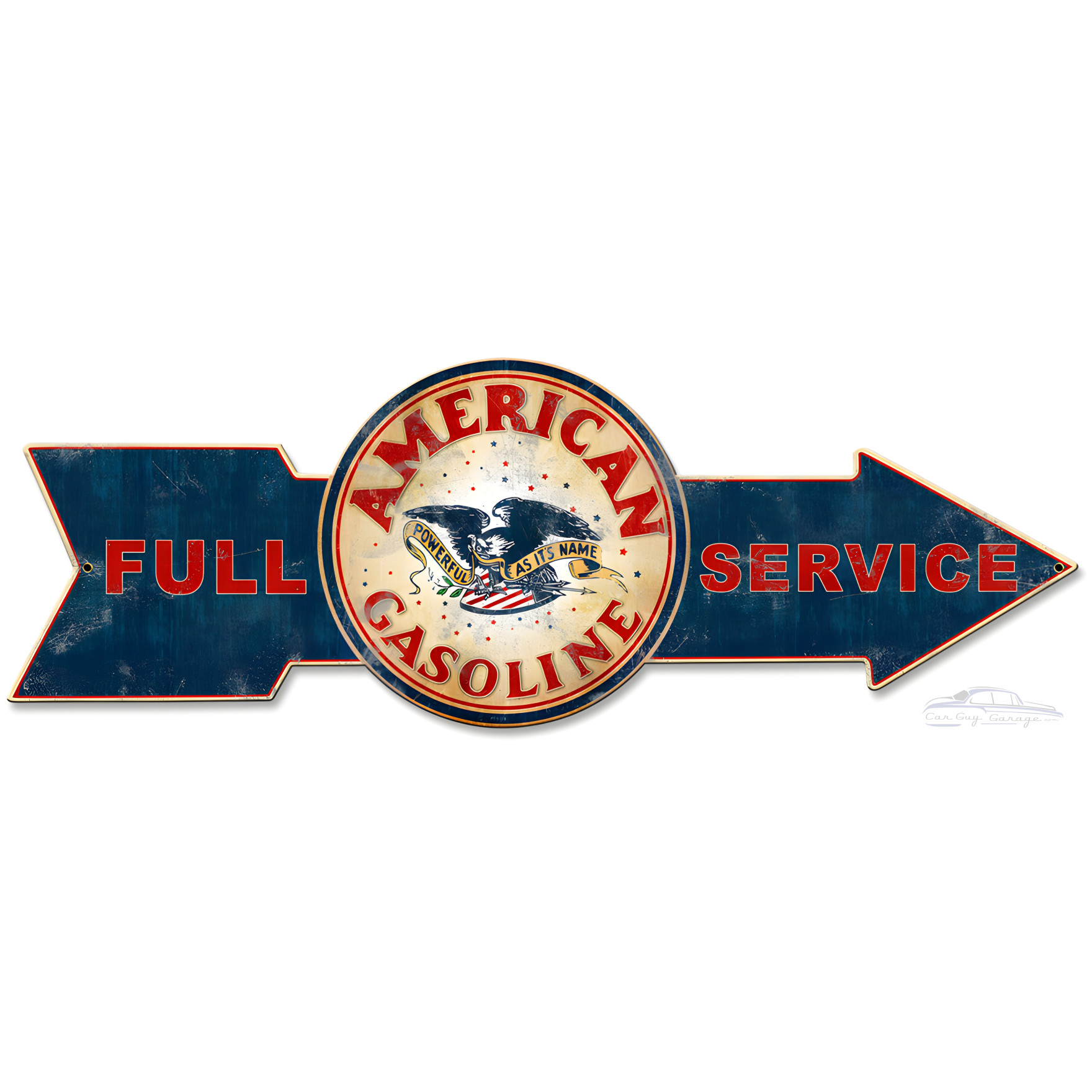 Full Service American Gasoline Metal Sign - 32"x11" Durable Decor