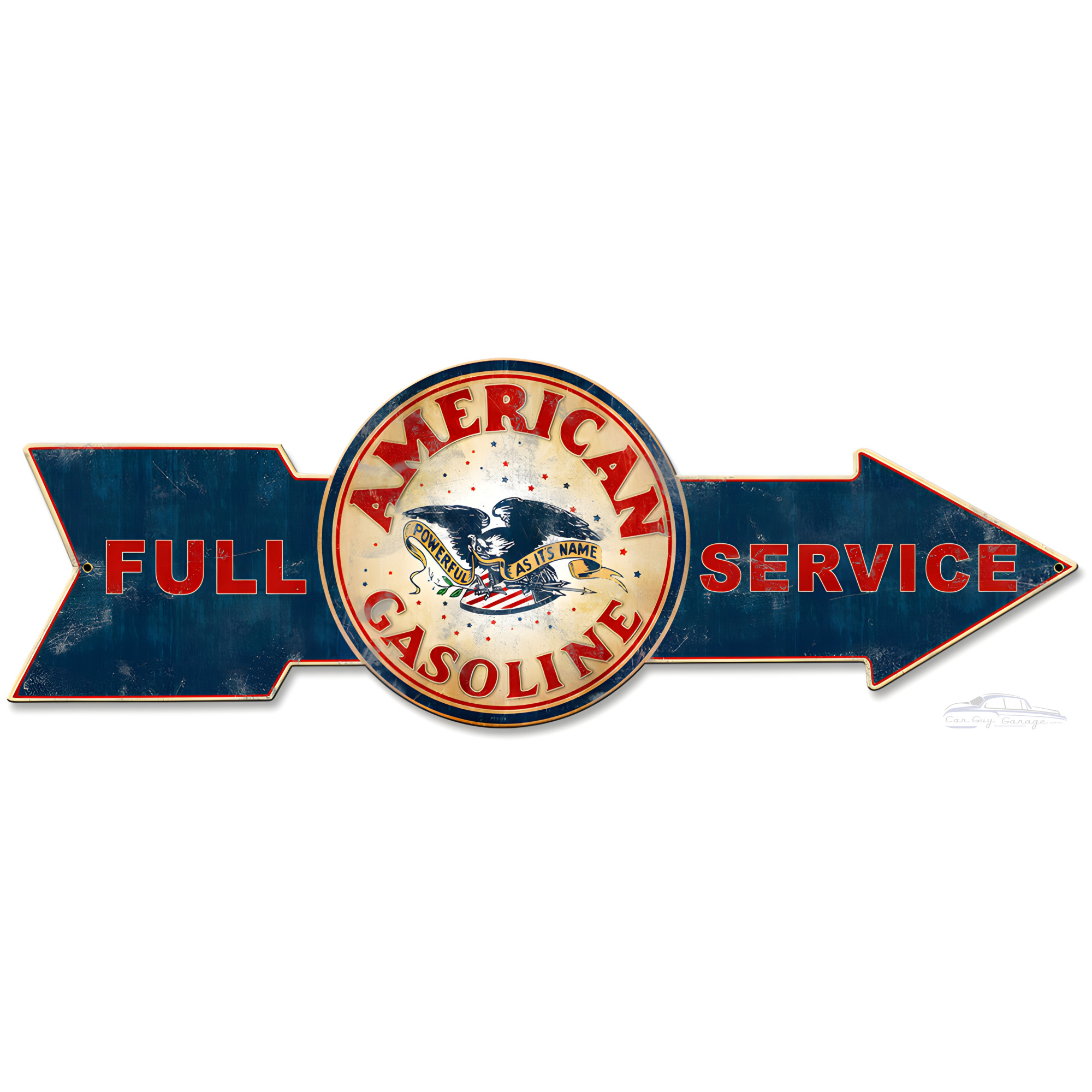 Full Service American Gasoline Metal Sign - 32"x11" Durable Decor