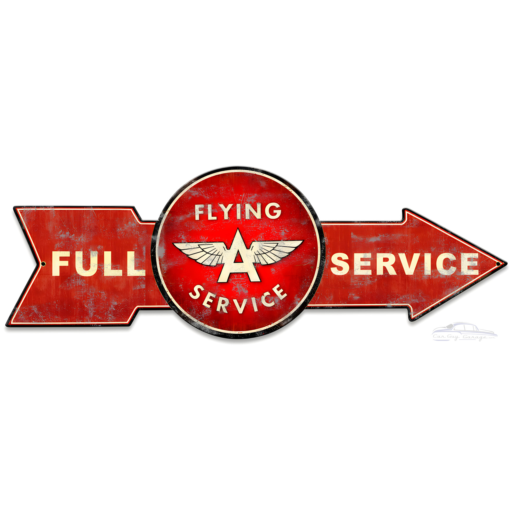 Vintage Full Service Flying A Metal Sign - 32"x11" USA Made