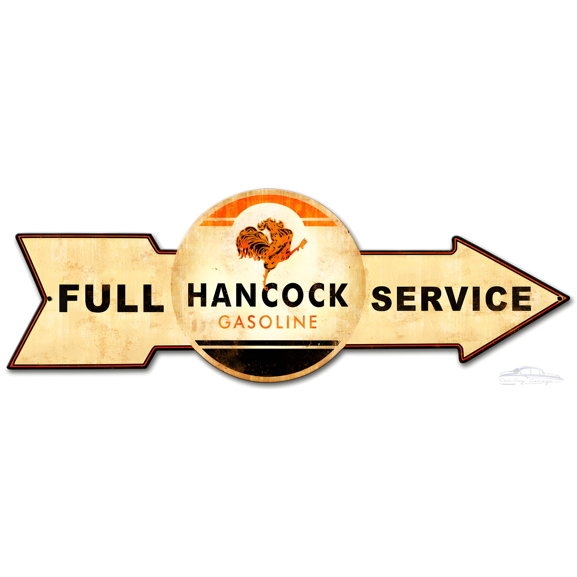 Vintage Full Service Hancock Gasoline Metal Sign - 32"x11"