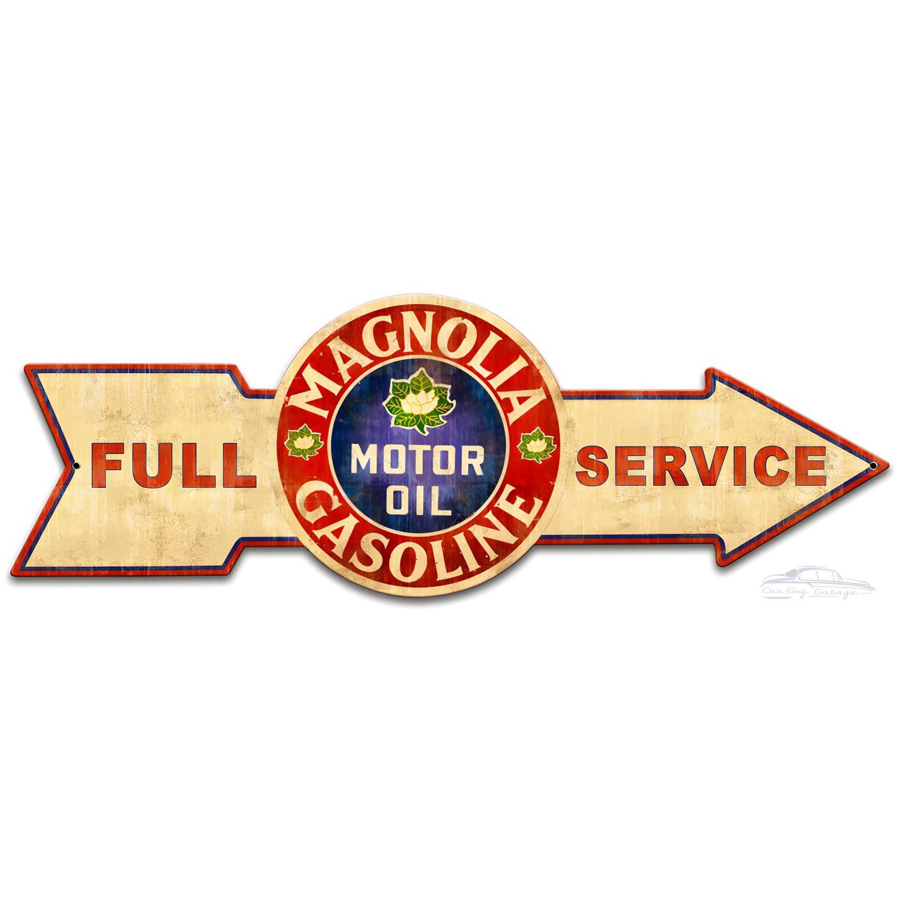 Vintage Magnolia Gasoline Metal Sign - 32"x11" - USA Made