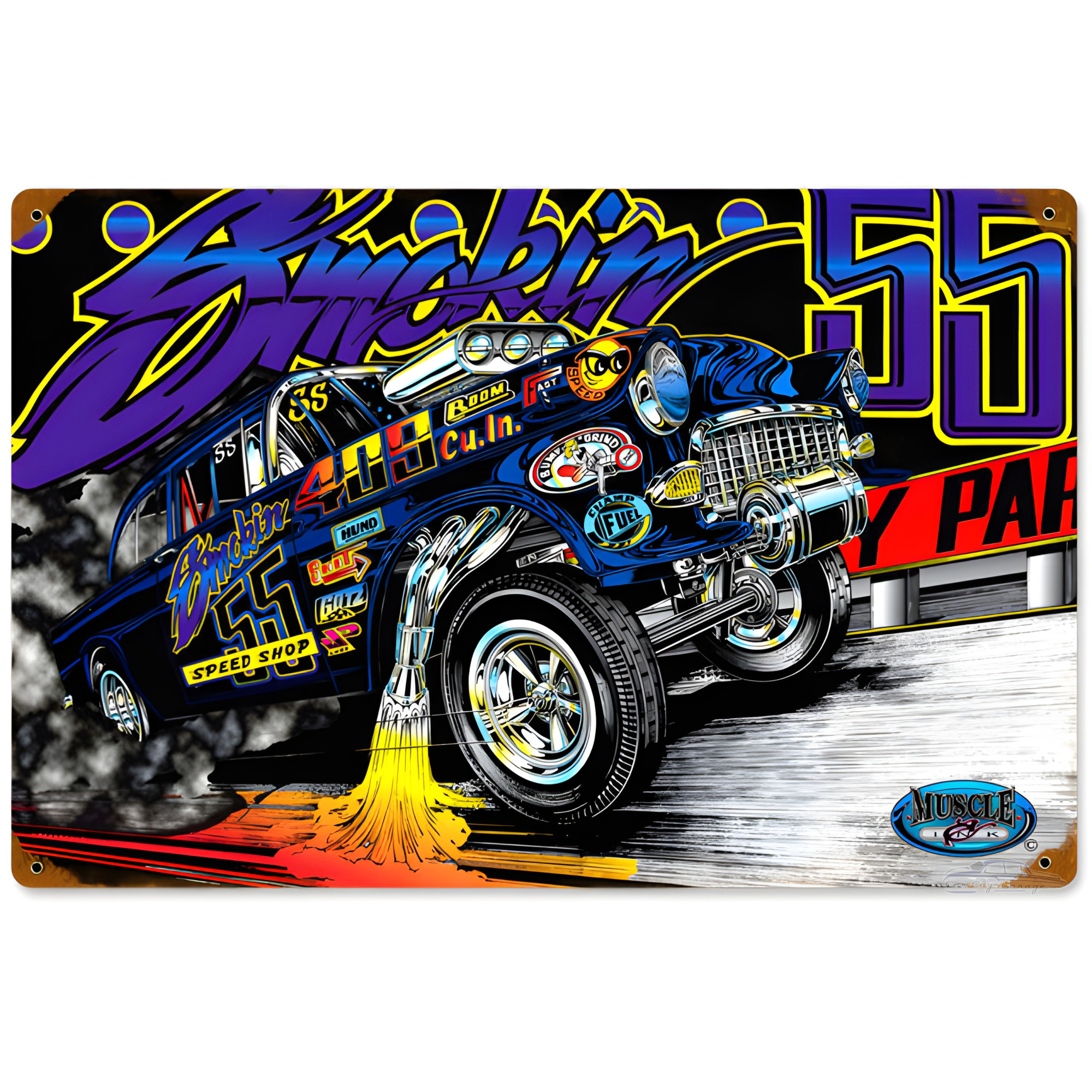 Gasser 55 Metal Sign - Vintage 18"x12" Garage Wall Decor