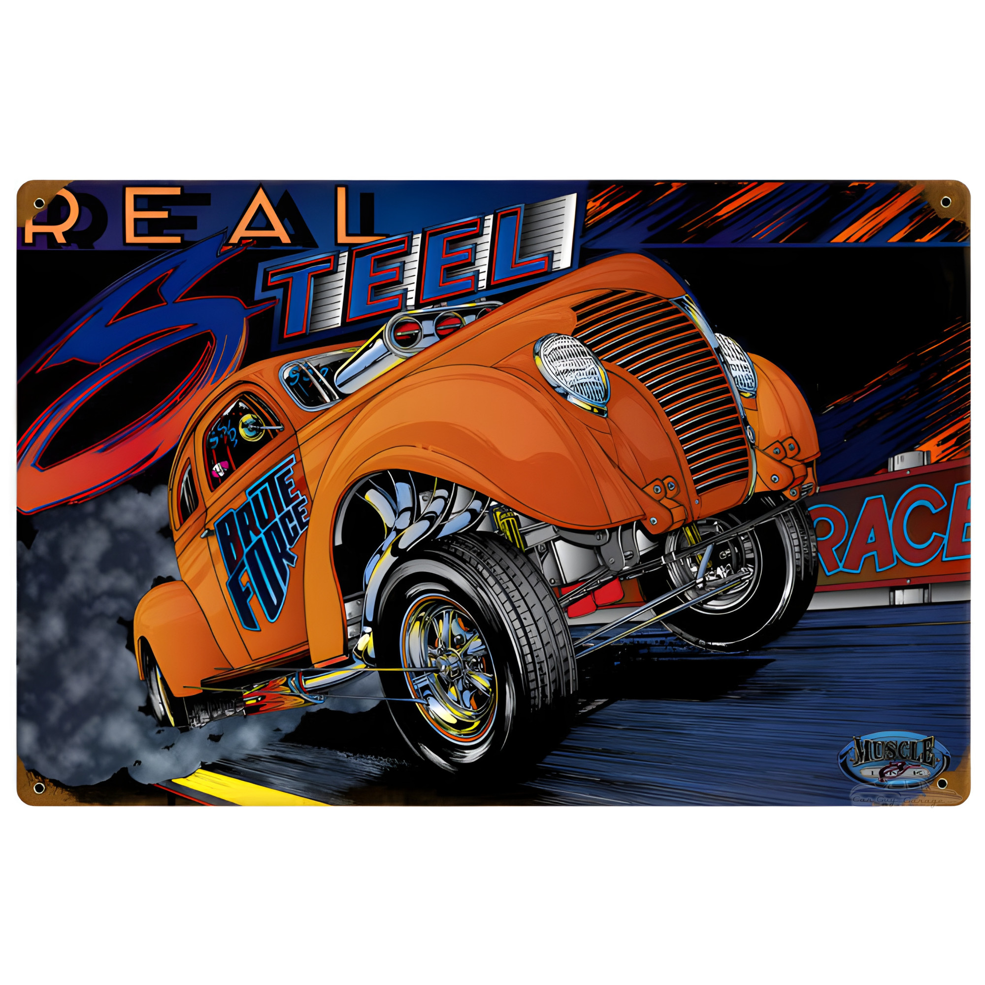 Gasser Real Steel Metal Sign - Vintage 18"x12" USA Made