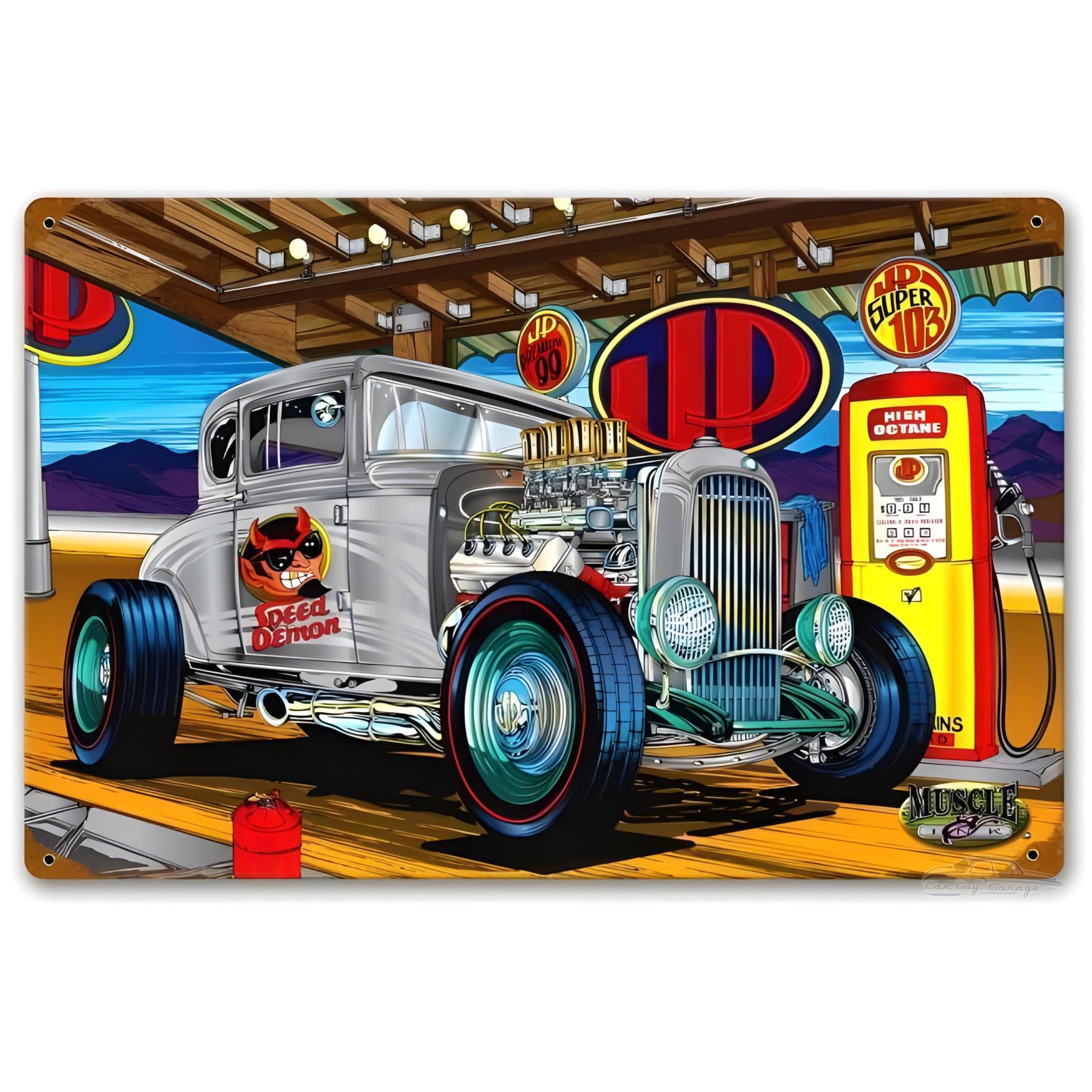 Vintage Gas Station Metal Sign - Durable 12" x 18" Decor