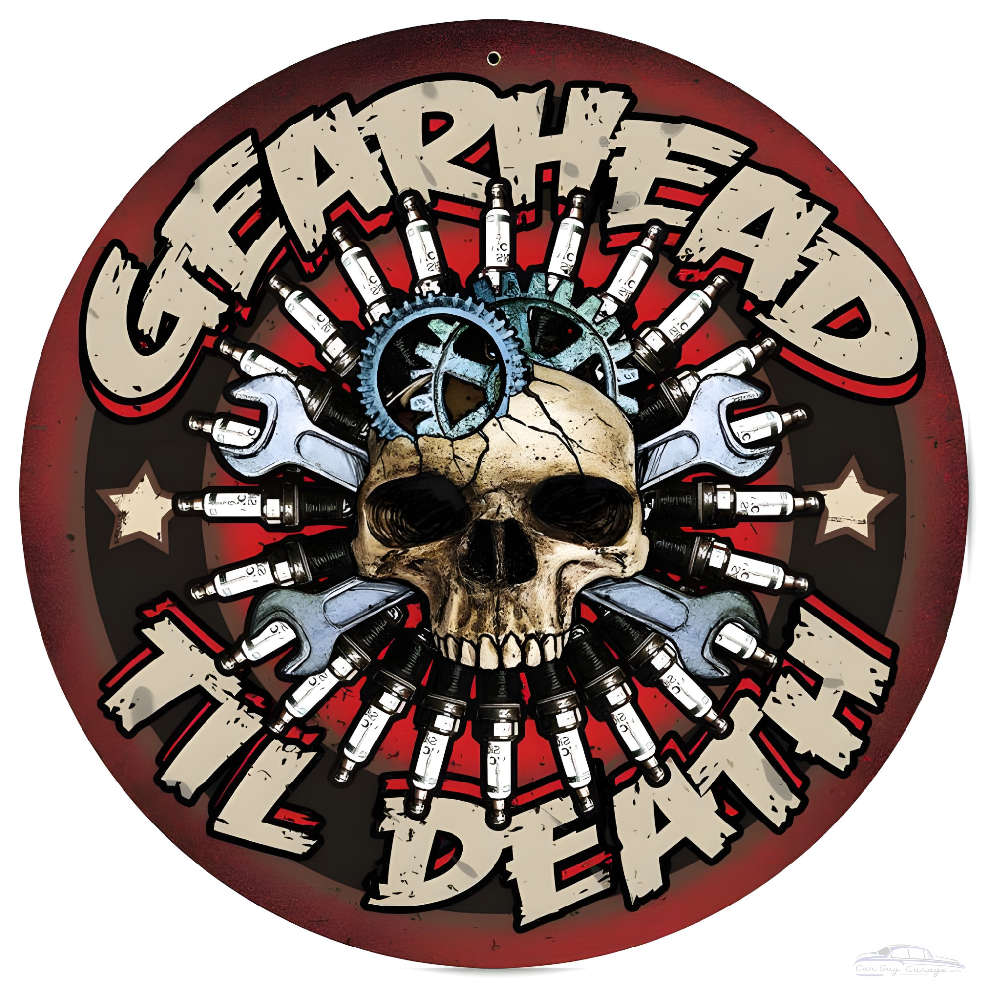 Gearhead Metal Sign - 14" Round, Heavy 24 Gauge Steel, USA Made