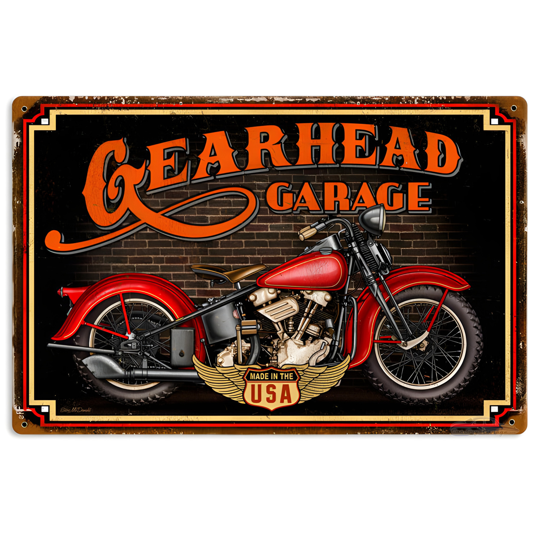 Gear Head Metal Sign - Vintage 18"x12" Garage Decor USA Made