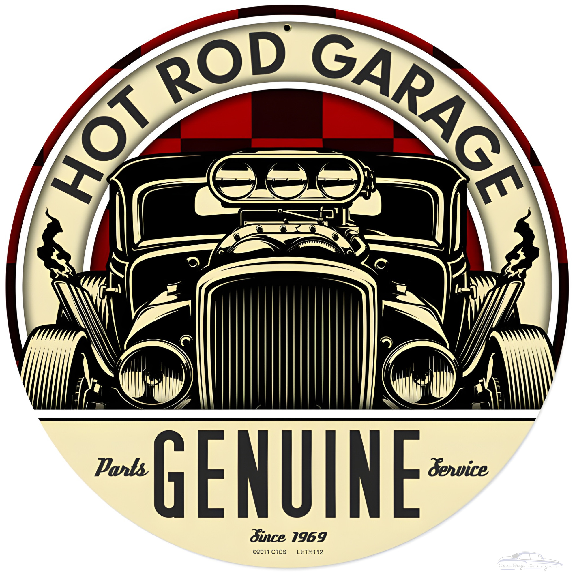 Genuine Hot Rod Metal Sign - 14" Round, Made in USA, Durable