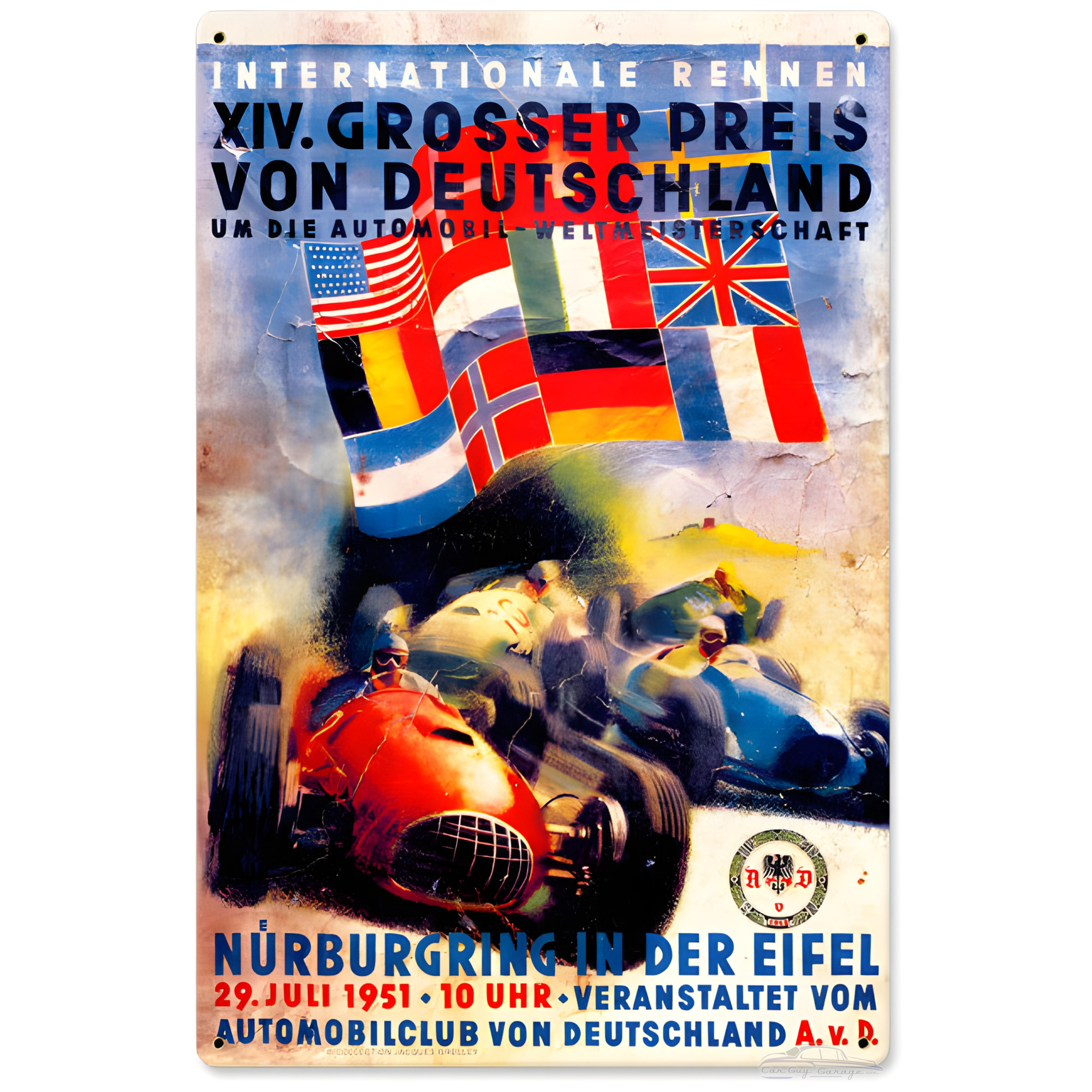 German Grand Prix Metal Sign - Vintage Style, 12" x 18"