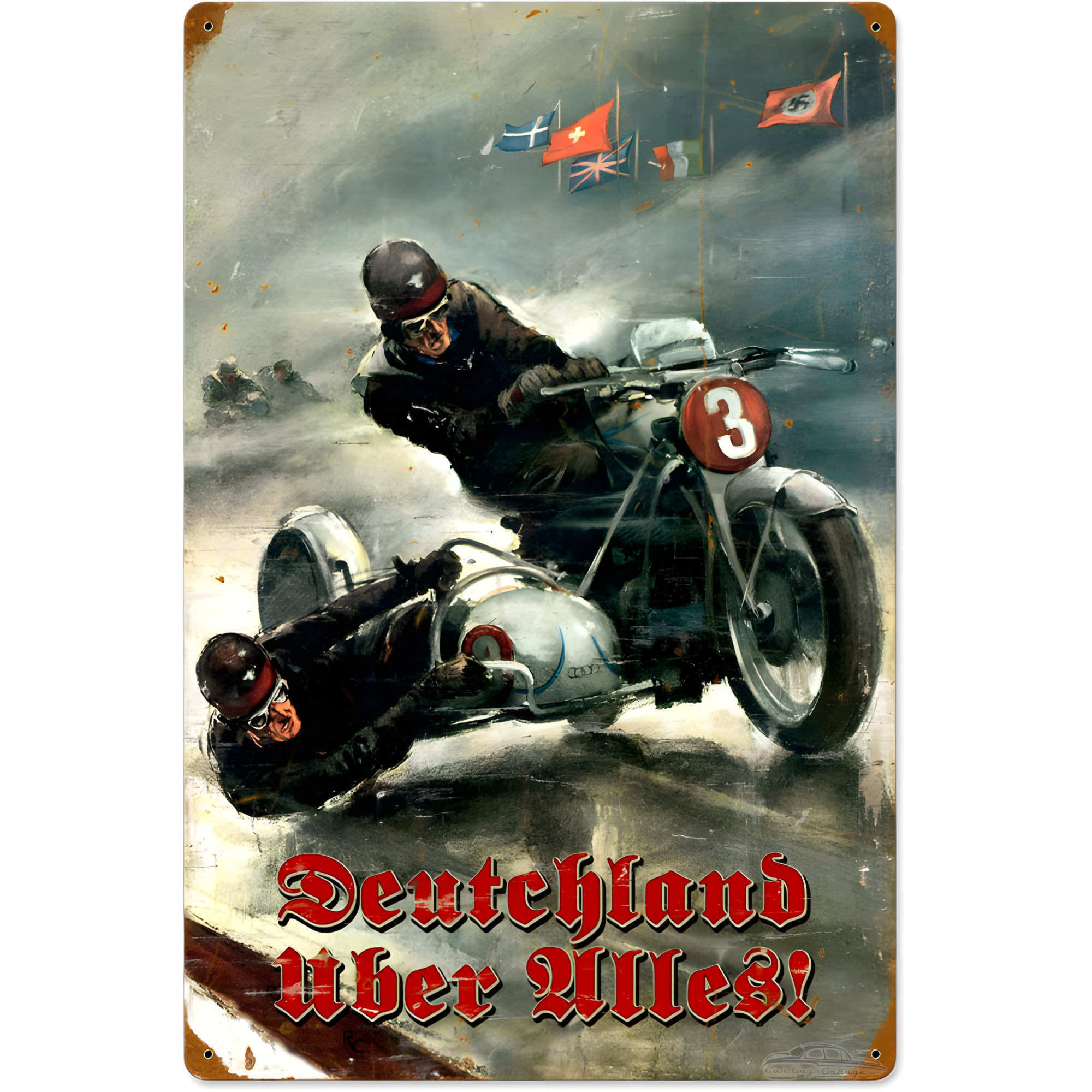 Vintage German Motorcycle Metal Sign - 16"x24" - Made in USA