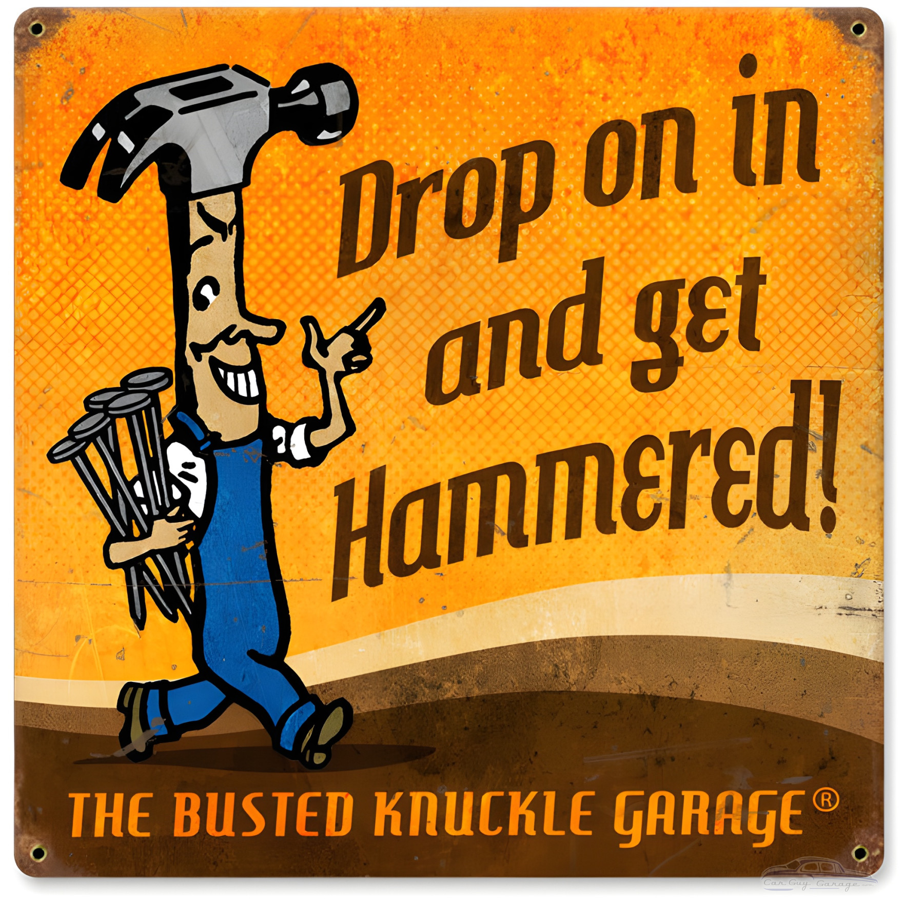 Get Hammered Sign - Vintage 12"x12" Metal Wall Decor