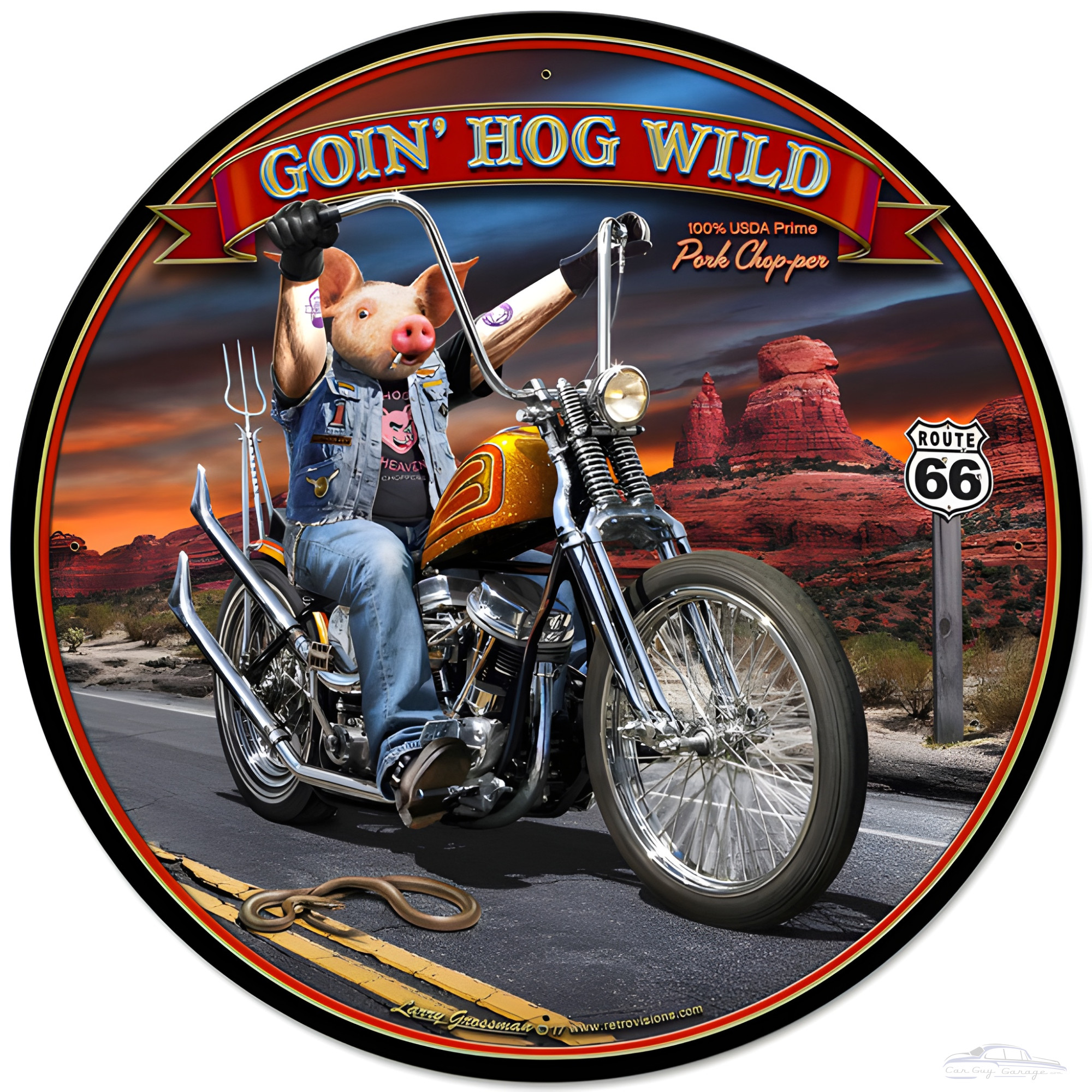 Goin' Hog Wild Metal Sign - 28" Round, Durable USA Made