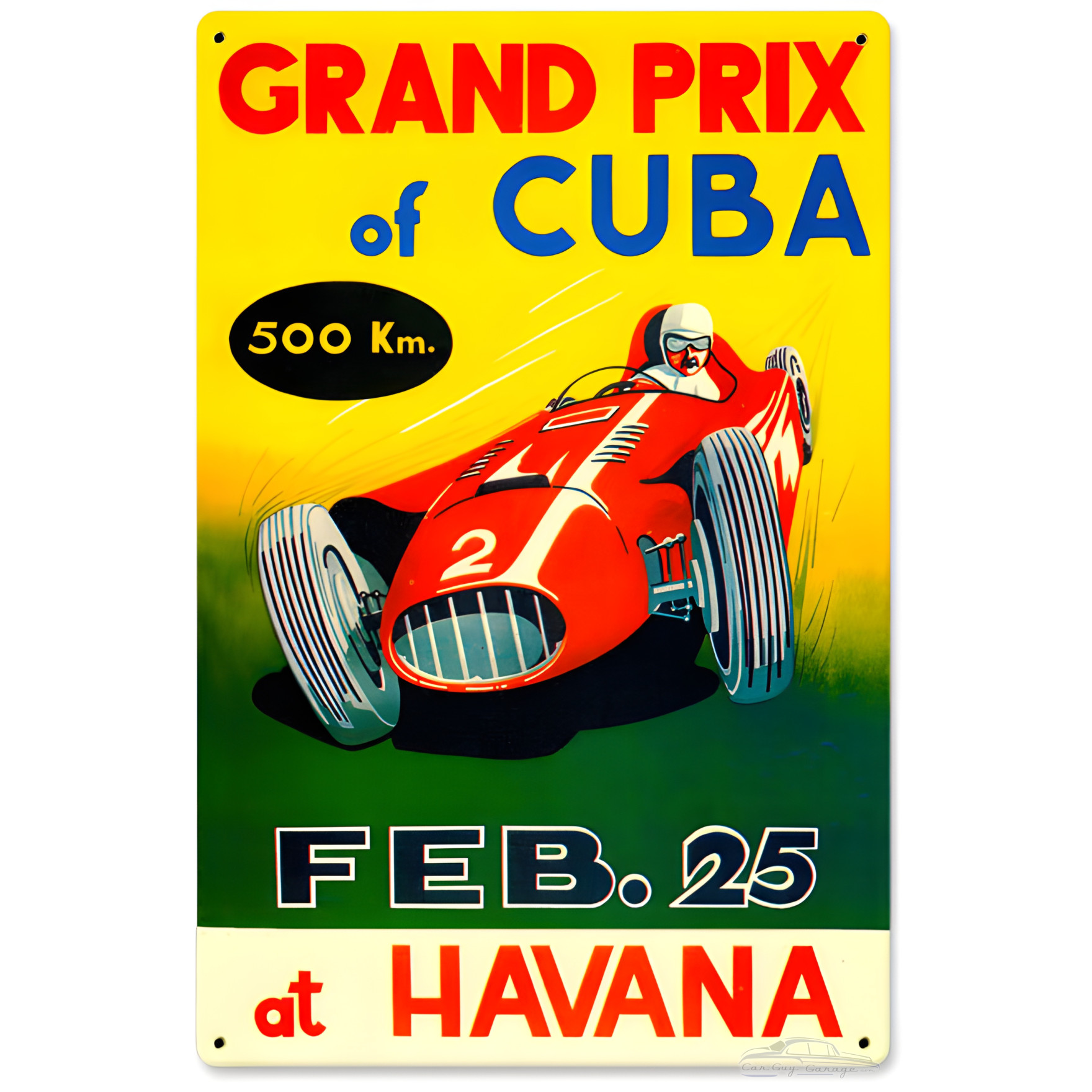 Grand Prix Cuba Metal Sign - Durable 12"x18" Garage Decor
