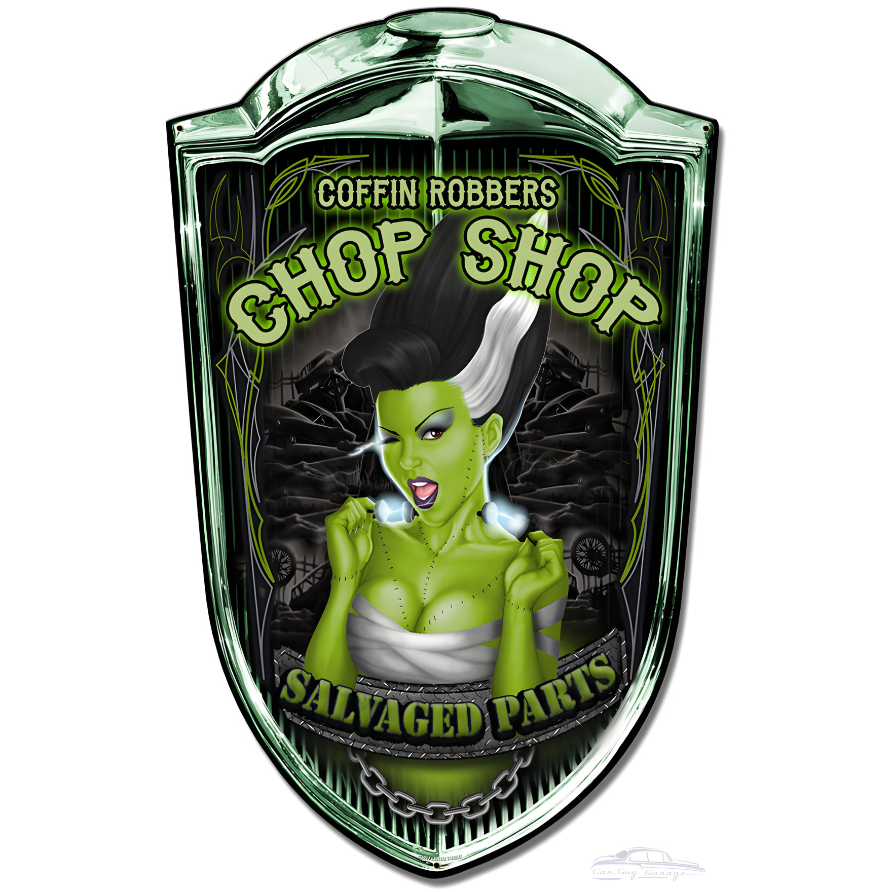 Grill Sign Chop Shop Babe - 24"x36" Metal, Durable Finish