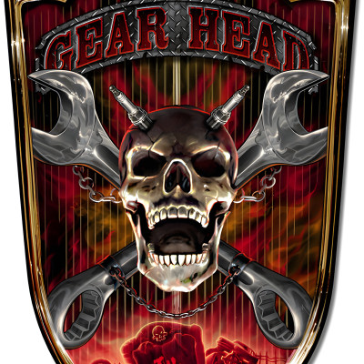 Grill Sign Gear Head Metal Sign - 24"x36" Durable Wall Decor