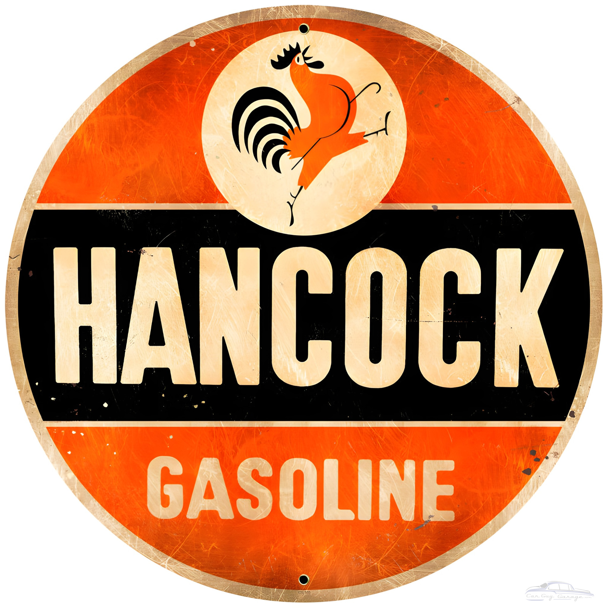Vintage Hancock Metal Sign - 28" Round, Made in USA