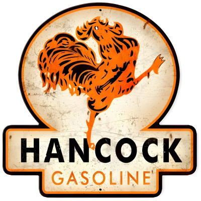 Hancock Old School Gasoline Metal Sign - 16"x16" USA Made