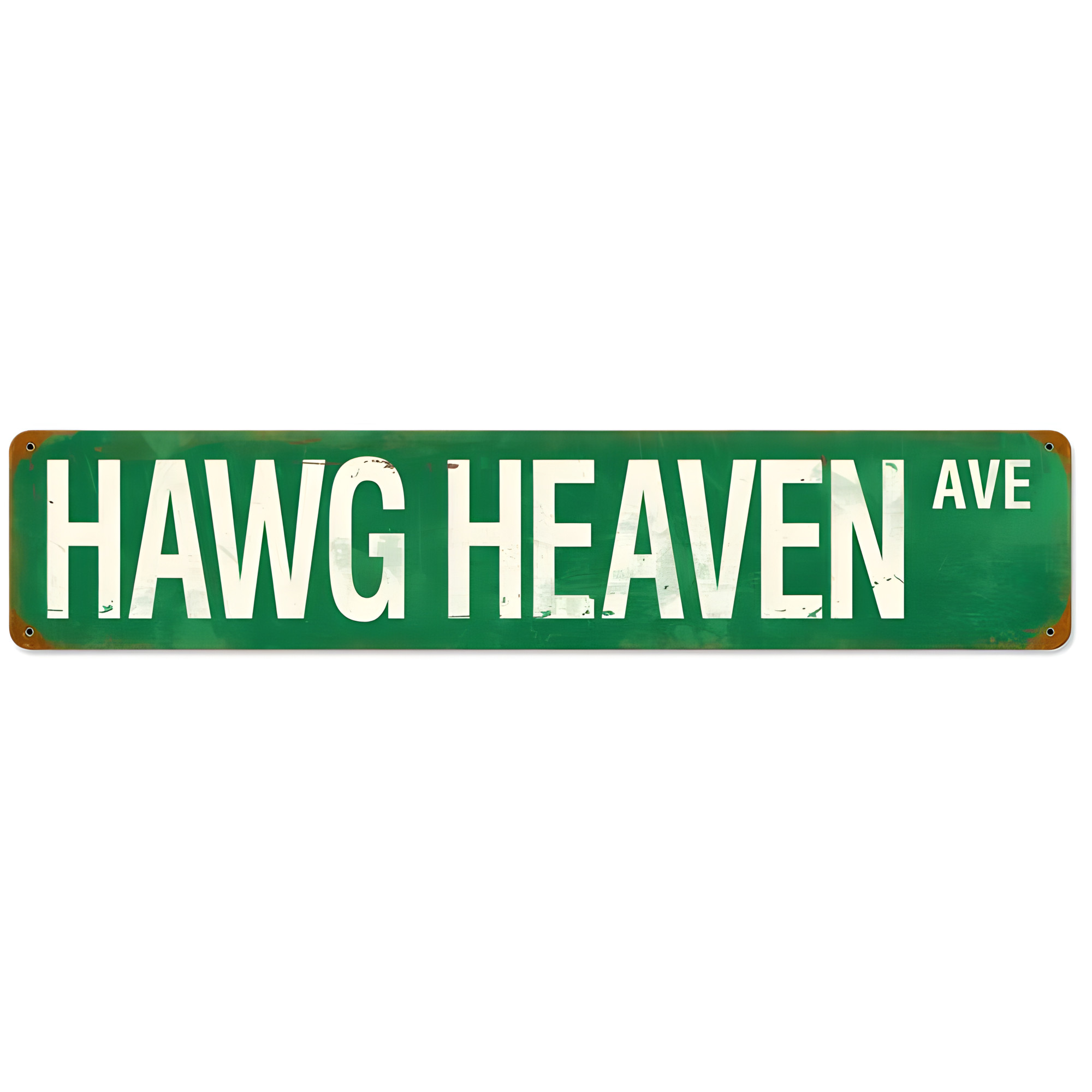 Hawg Heaven Ave Metal Sign - Vintage Garage Decor, 6"x28"