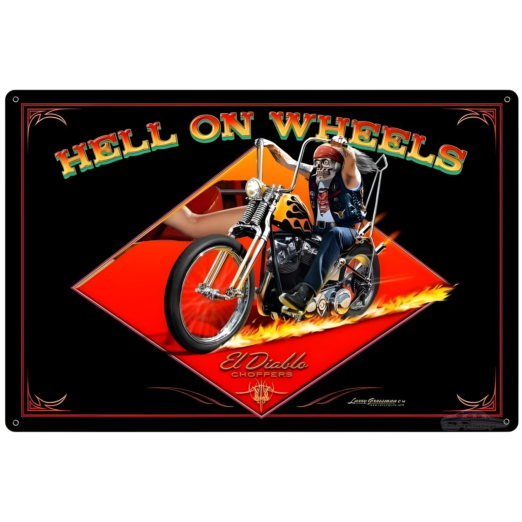 Hell on Wheels Metal Sign - Durable 36" x 24" Wall Decor