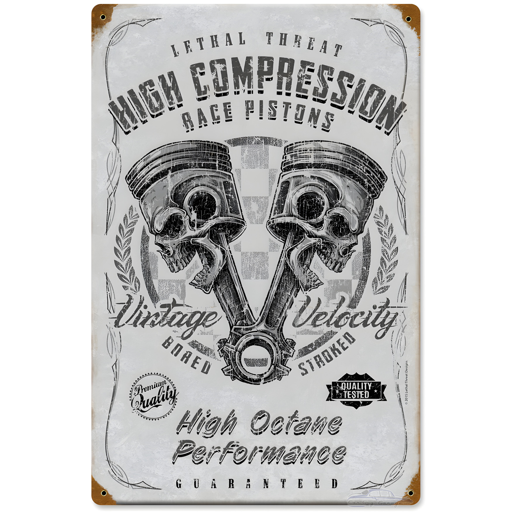 Vintage High Compression Pistons Metal Sign - 12"x18"