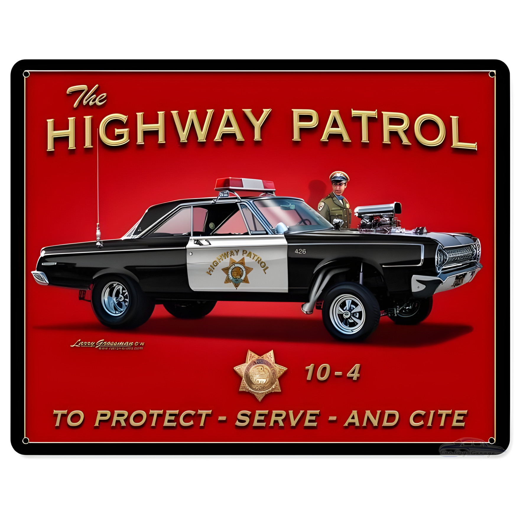 Highway Patrol Metal Sign - 15"x12" - Nostalgic Garage Decor