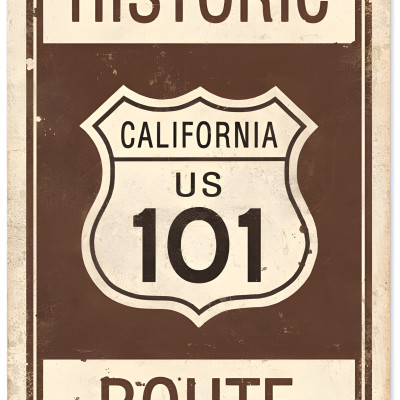 Historic Route 101 Metal Sign - 12"x18" Vintage USA Made