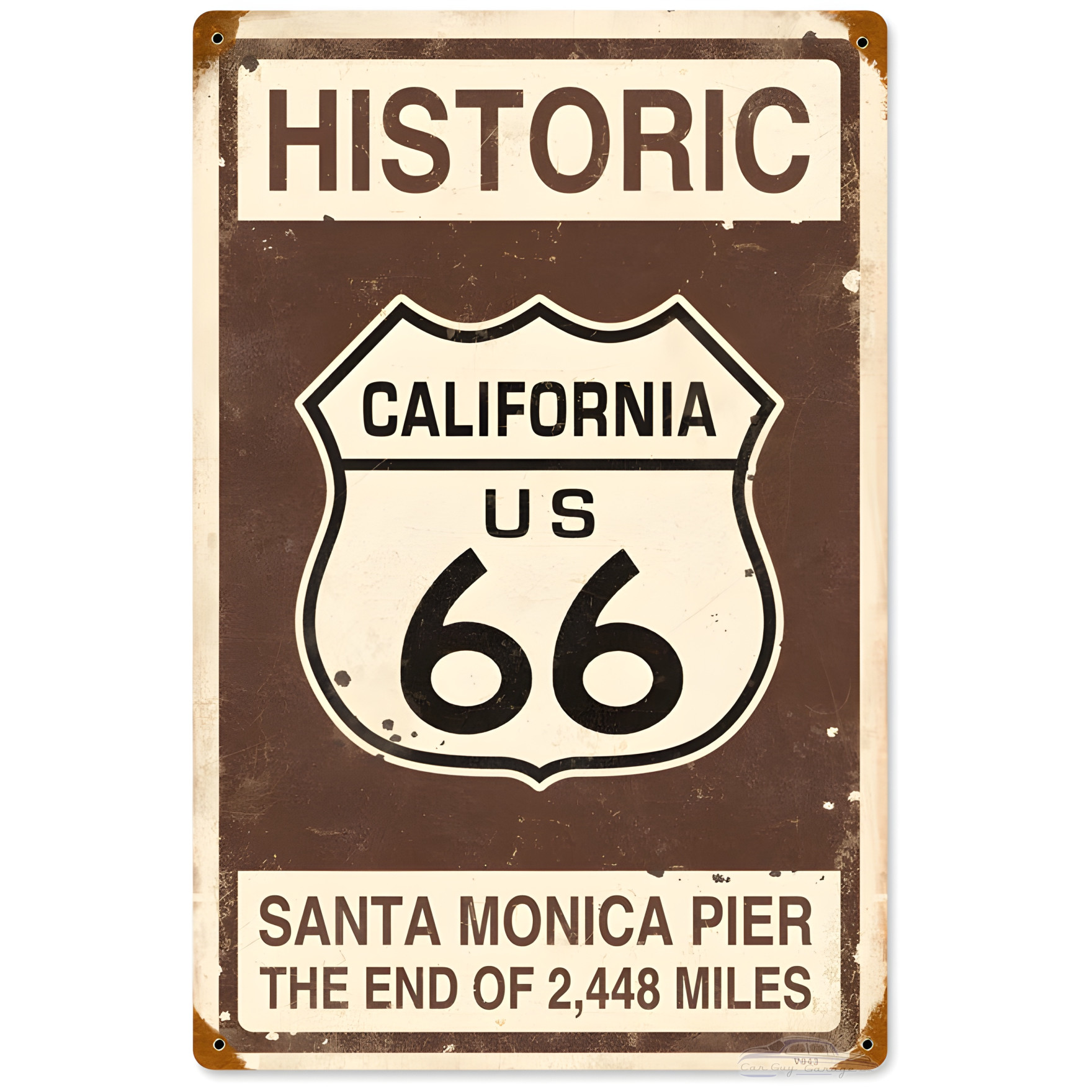 Historic Route 66 Metal Sign - 12"x18" - Vintage Decor USA Made
