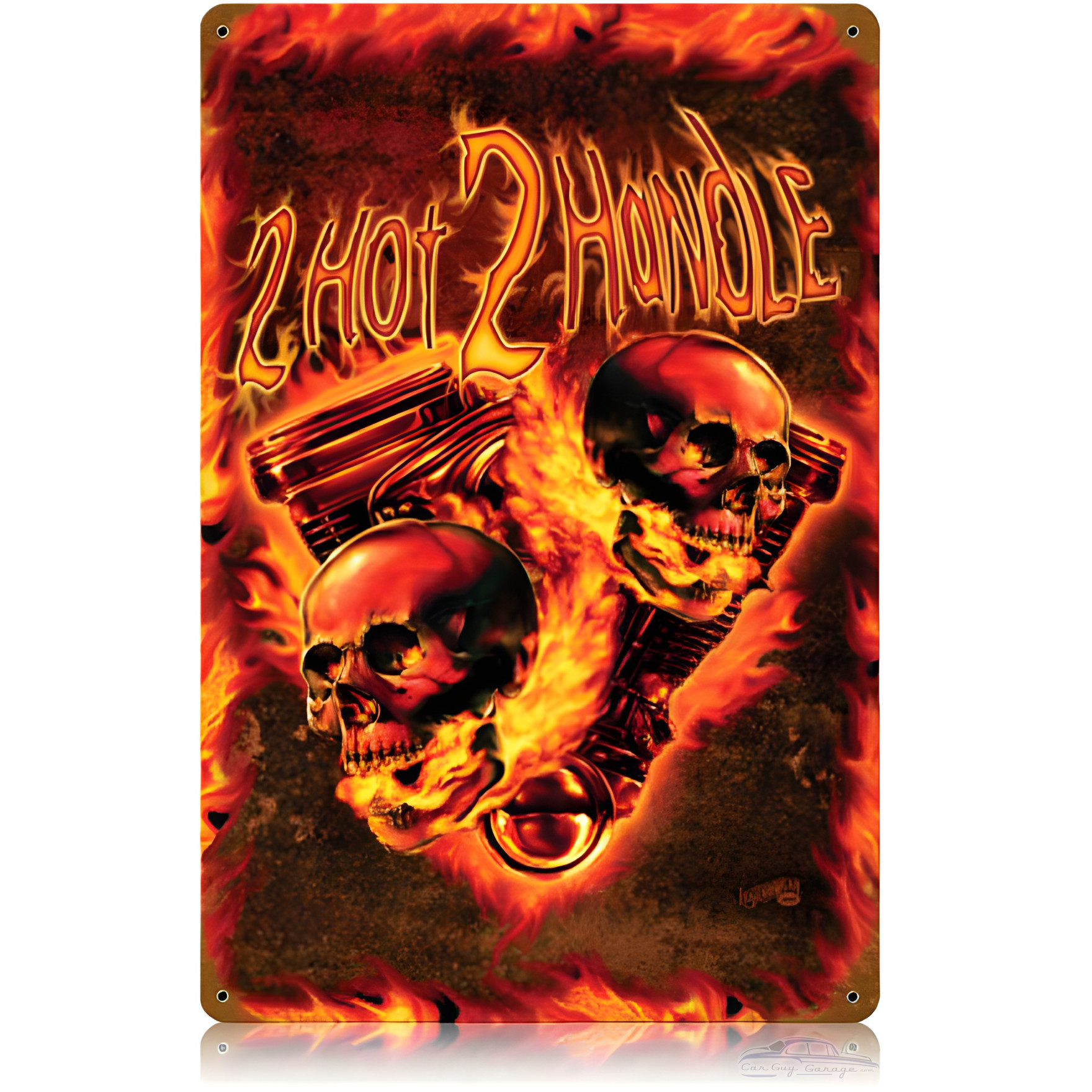 2 Hot 2 Handle Metal Sign - 12"x18" Vintage Wall Decor