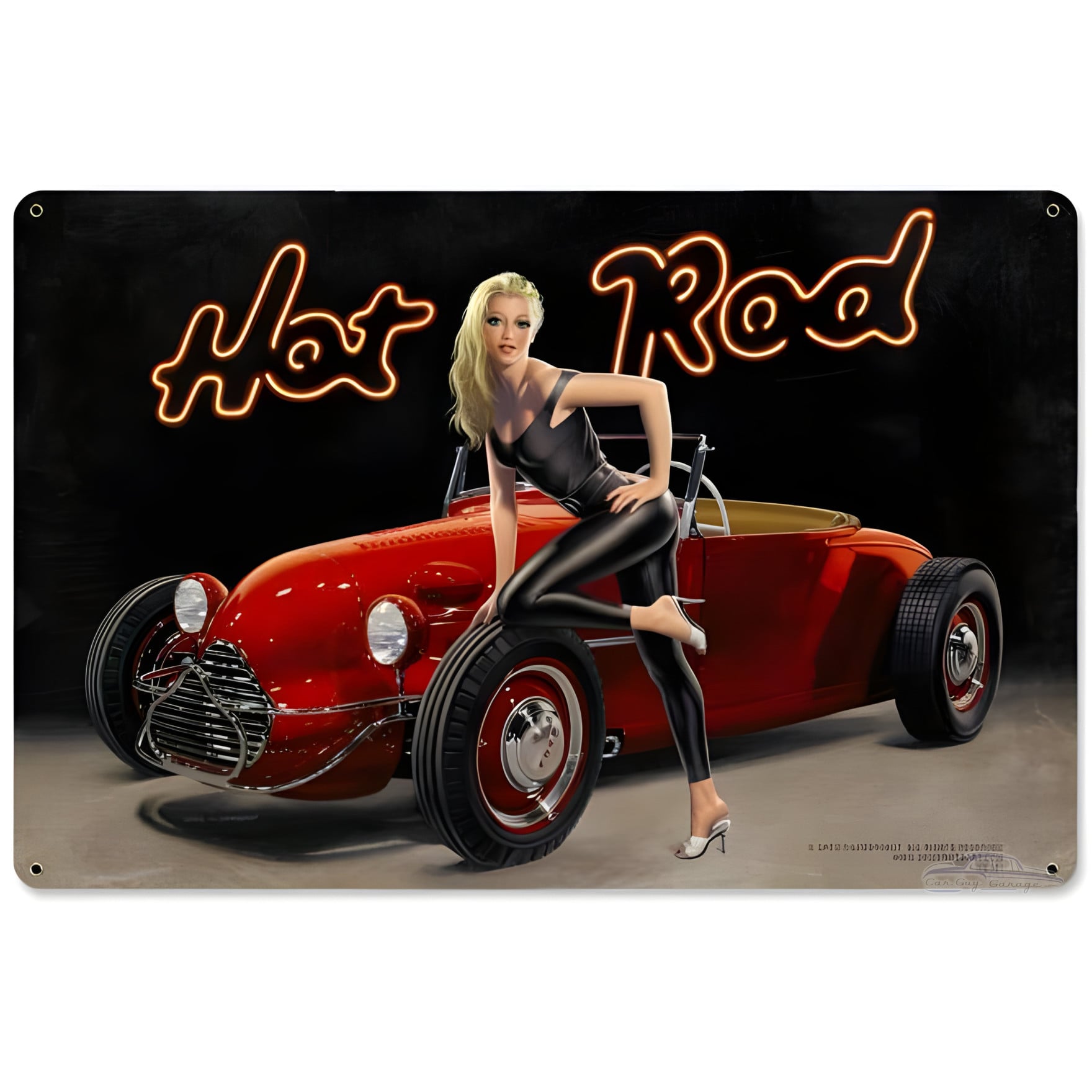 Hot Rod Metal Sign - 36"x24" Vintage Garage Decor USA Made