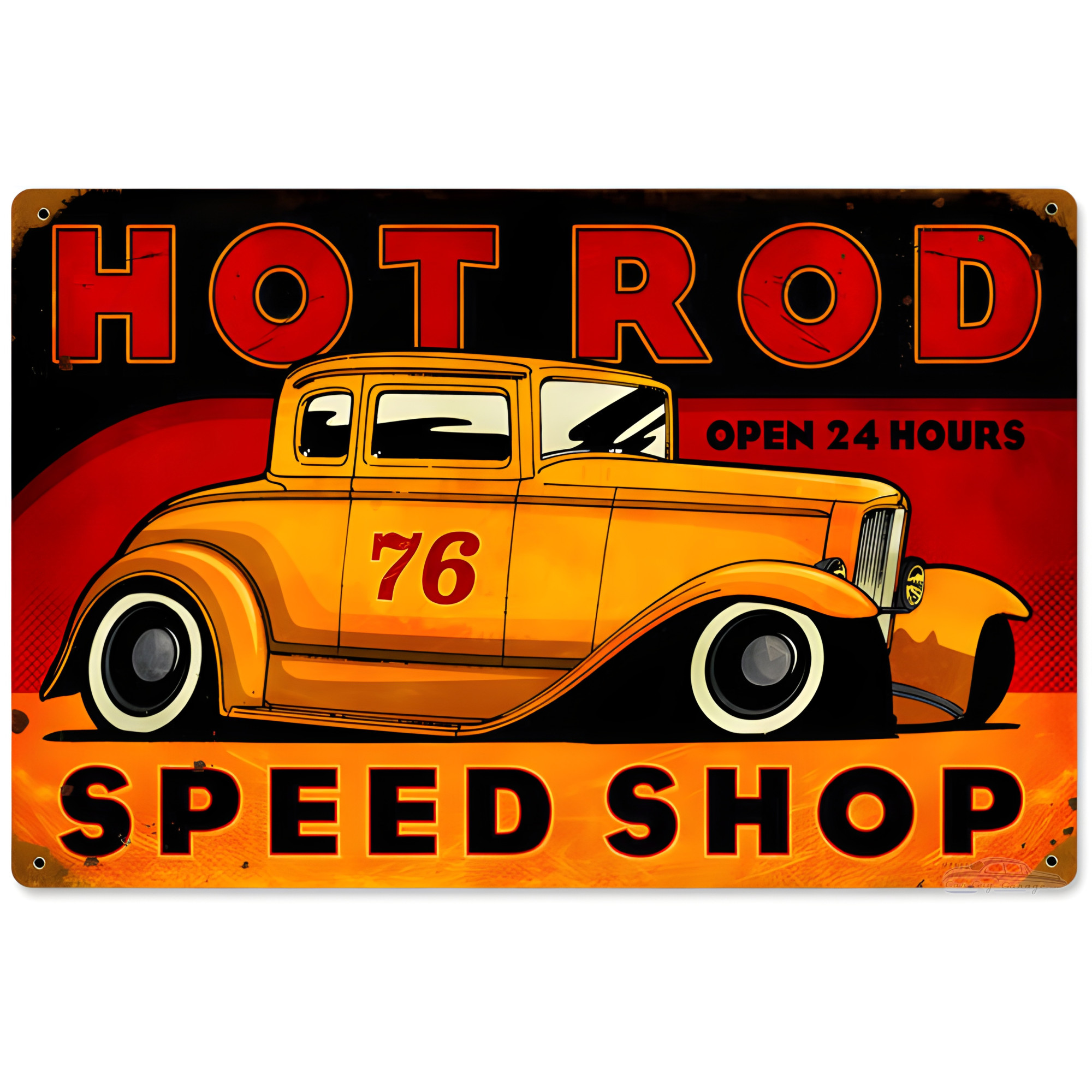 Hot Rod Speed Shop Metal Sign - Vintage Garage Decor 18"x12"